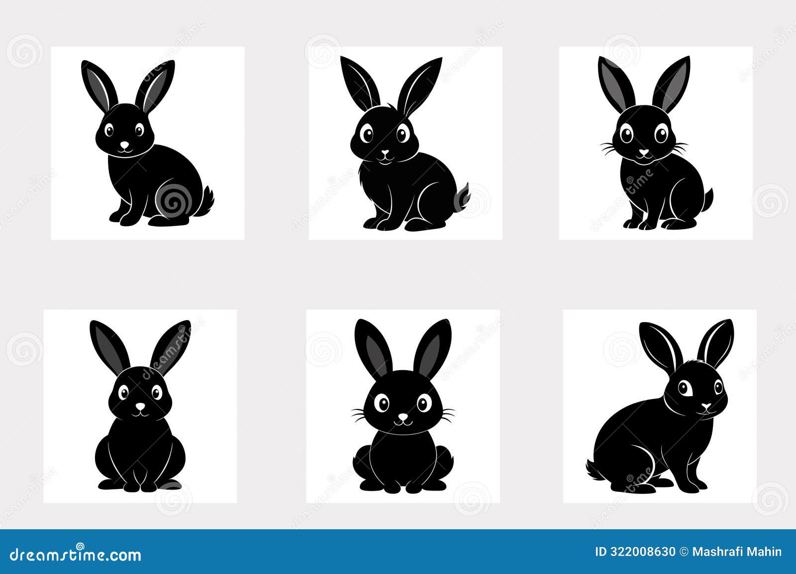 Cute Rabbit Vector Silhouette Stock Vector - Illustration of logo ...