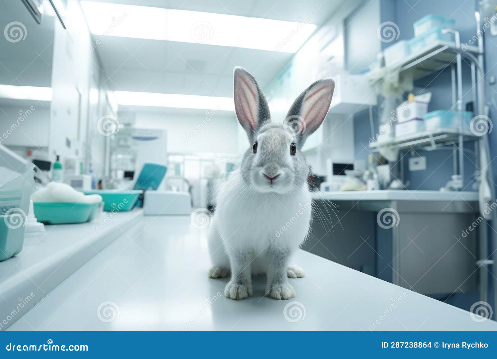 Cute Rabbit in Vet Clinic, Ai Generated Stock Illustration ...