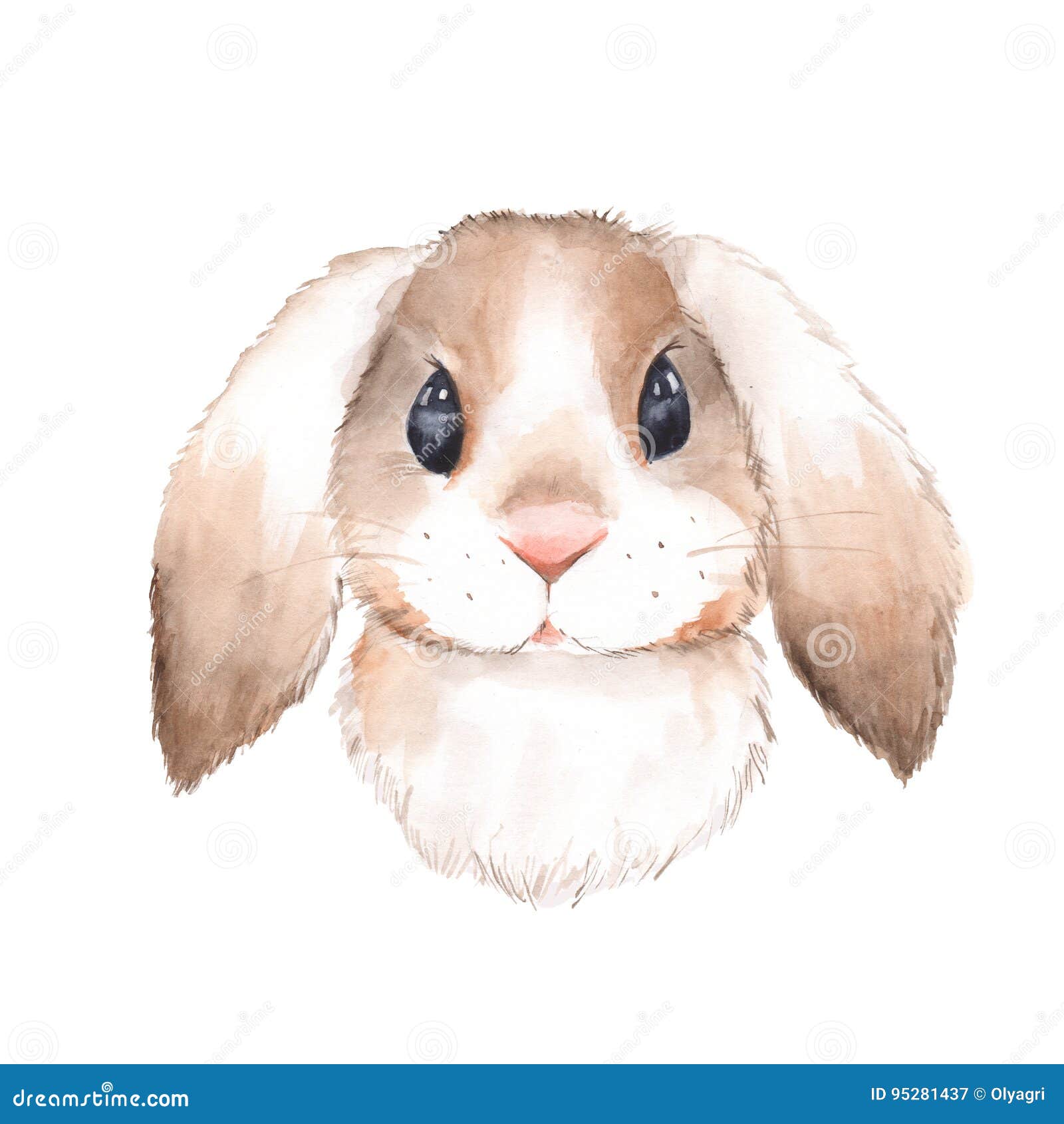 Cute Rabbit. Watercolor Illustration 1 Stock Illustration ...