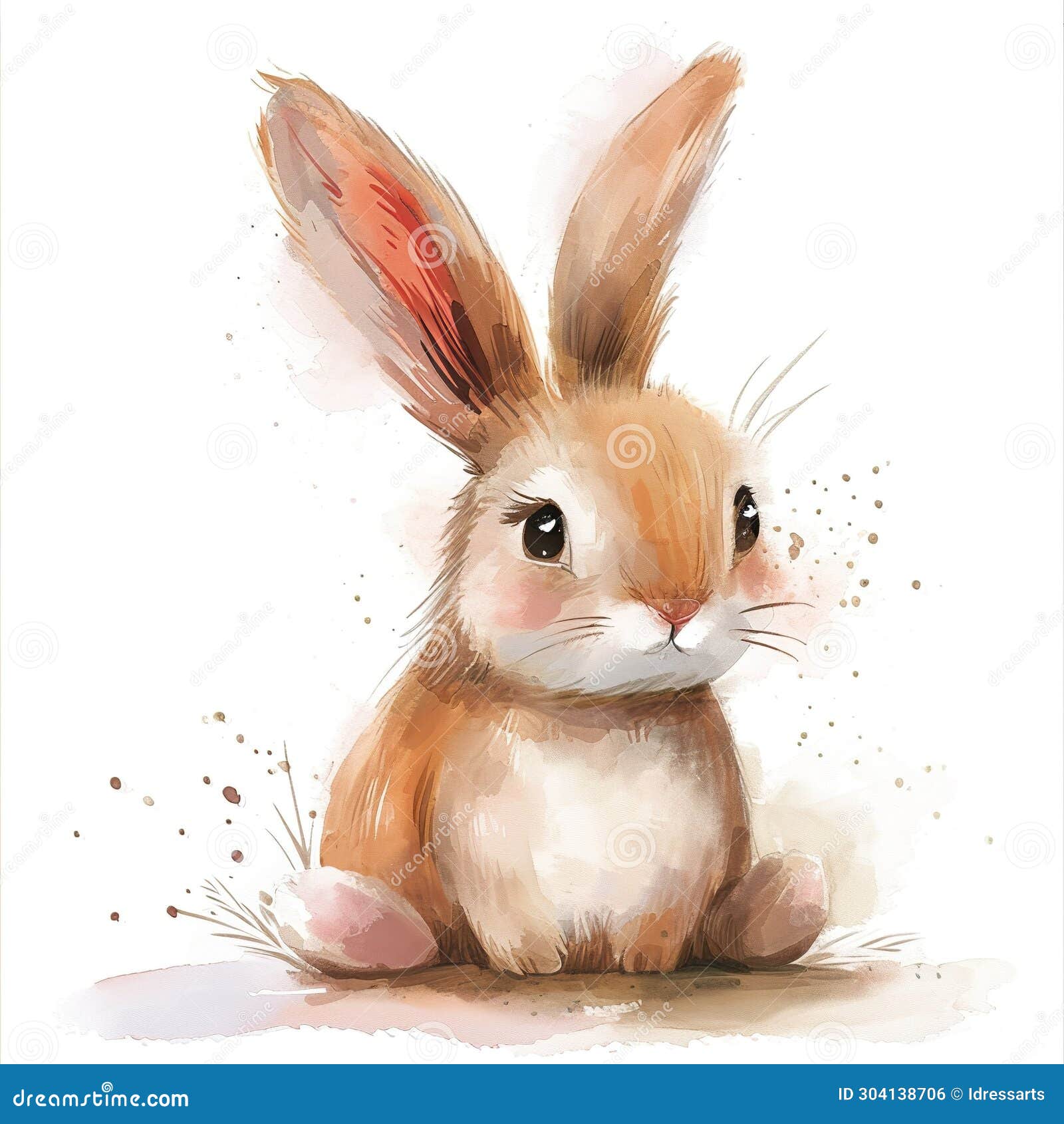 Cute Rabbit Watercolor Style, White Background, Soft Textures and Warm ...
