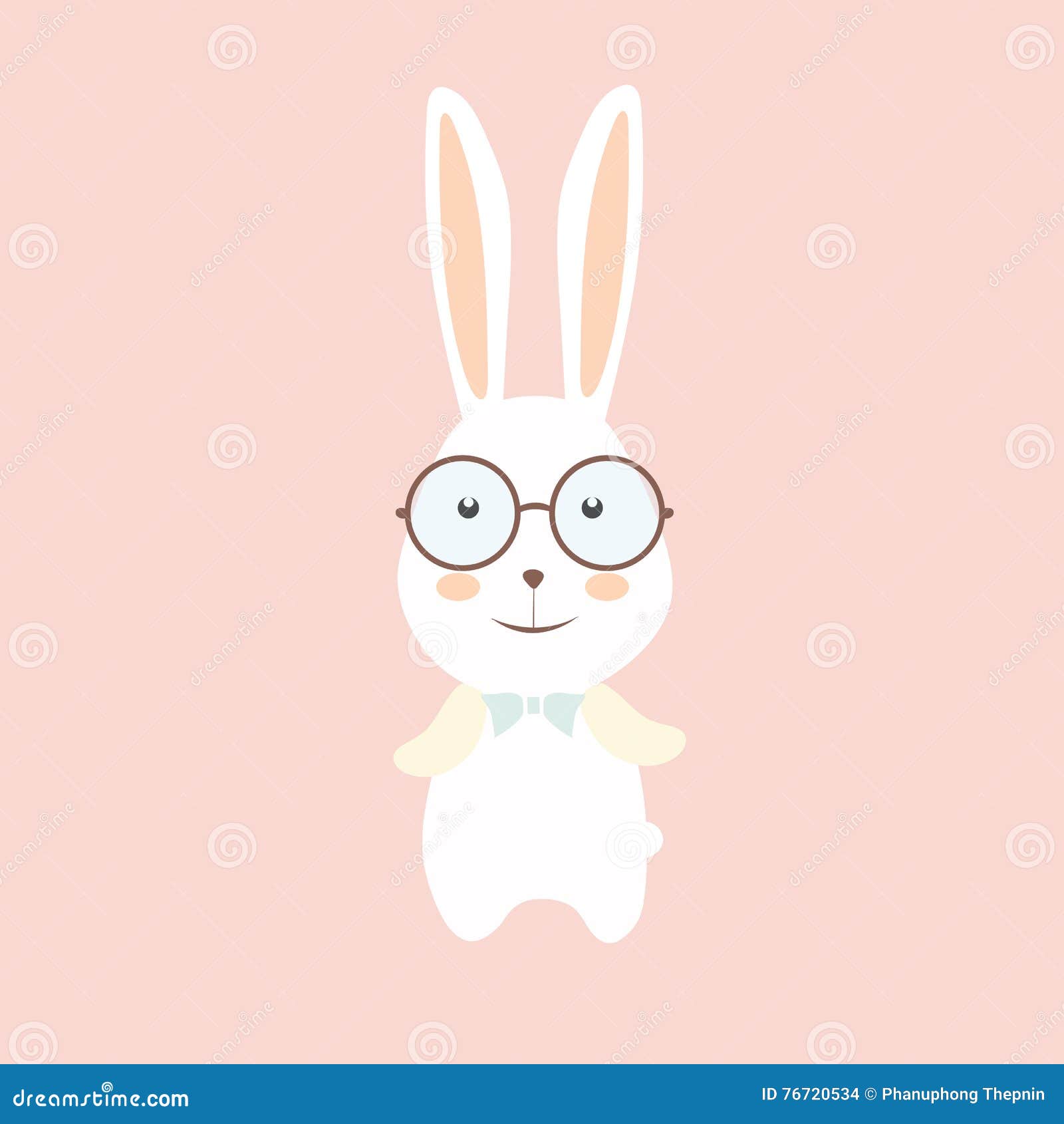 Rabbit Wear Glasses Drawing With Bit Of Watercolour Royalty-Free Stock ...