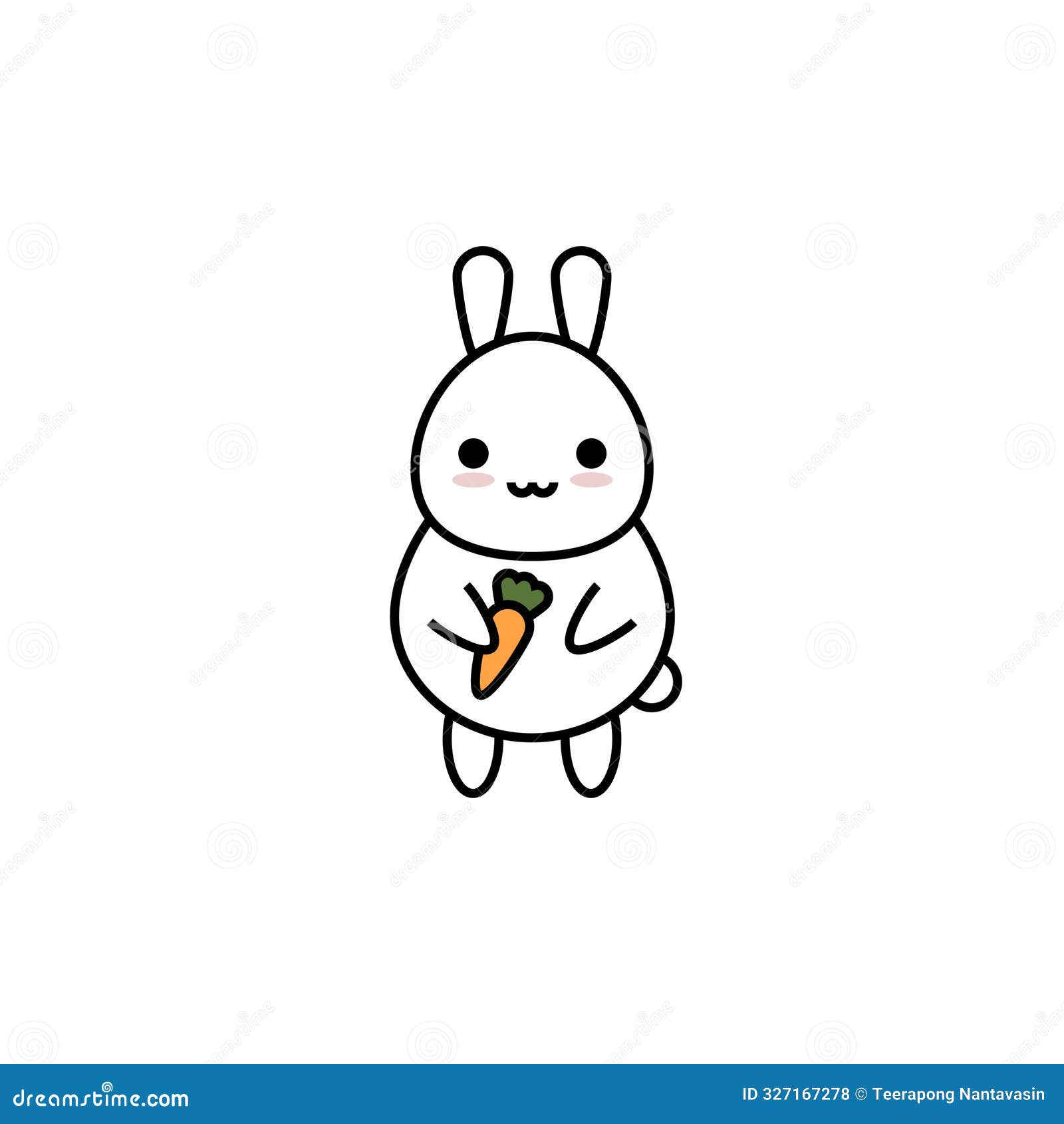 Cute Rabbit on White Background in Simple Drawing Line. Stock ...