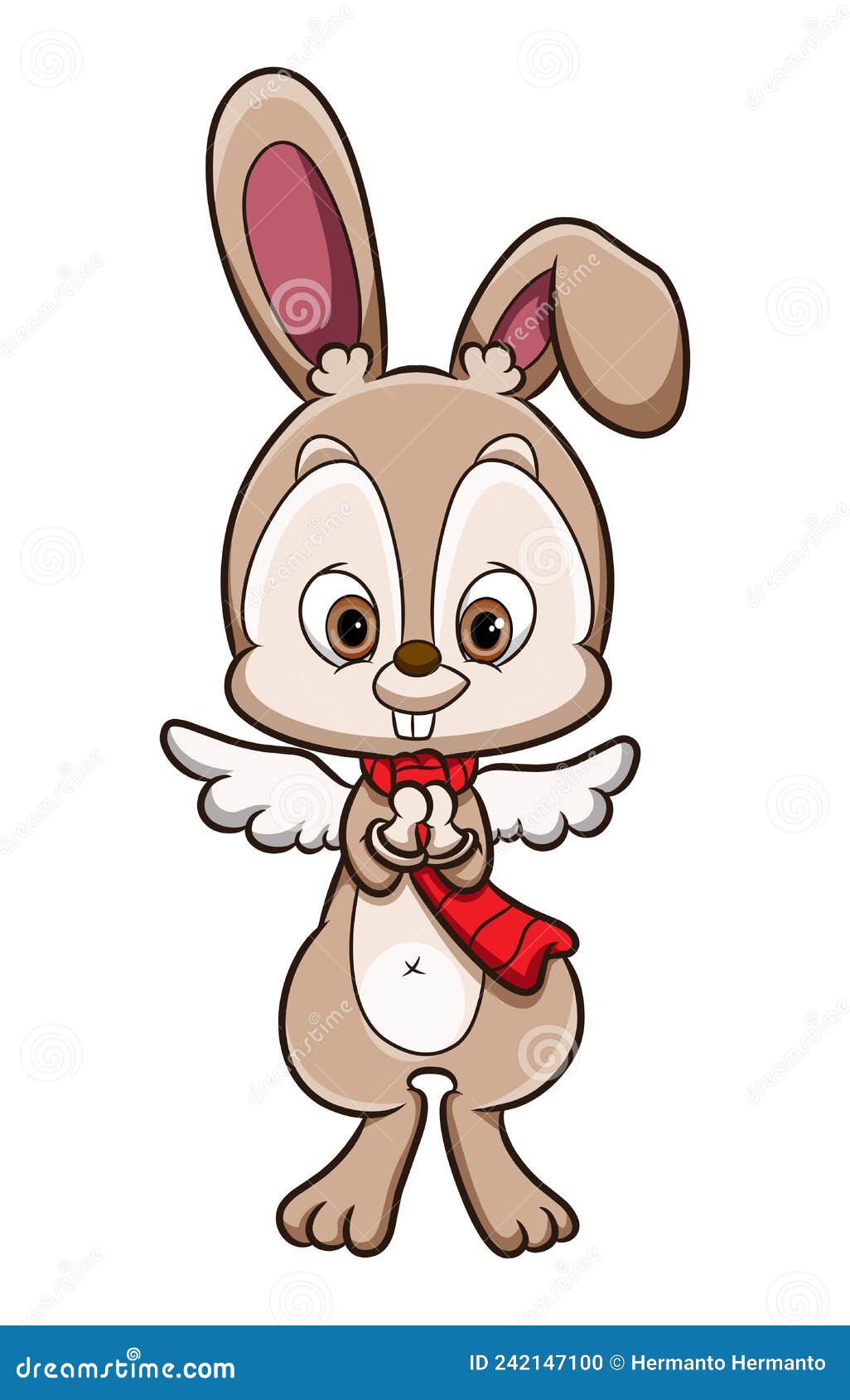 The Cute Rabbit with the Wings is Hopping Stock Vector - Illustration ...