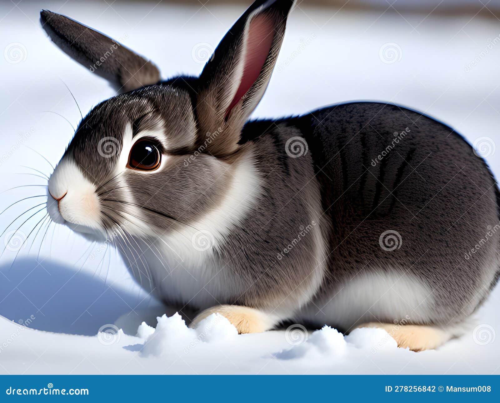 Cute Rabbit in the Winter Forest, AI Generated Stock Illustration ...