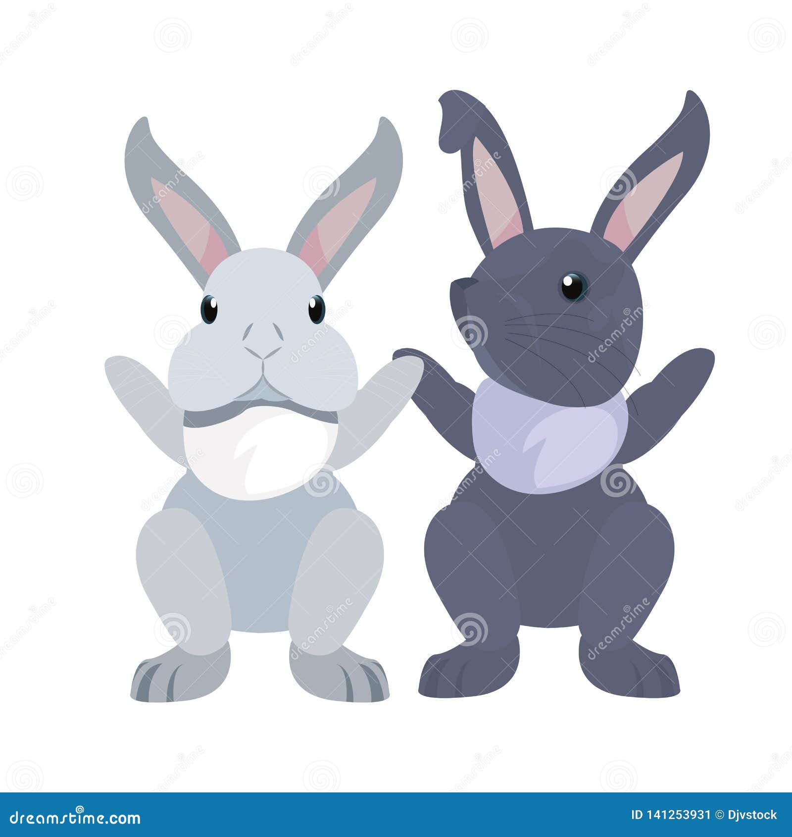 Cute rabbits cartoon stock vector. Illustration of icon - 141253931