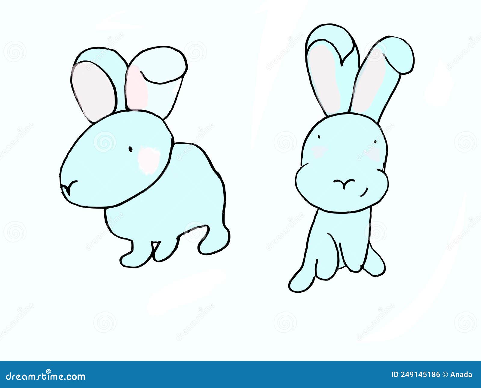 Cute Rabbits Doodle Style Illustration Stock Illustration ...