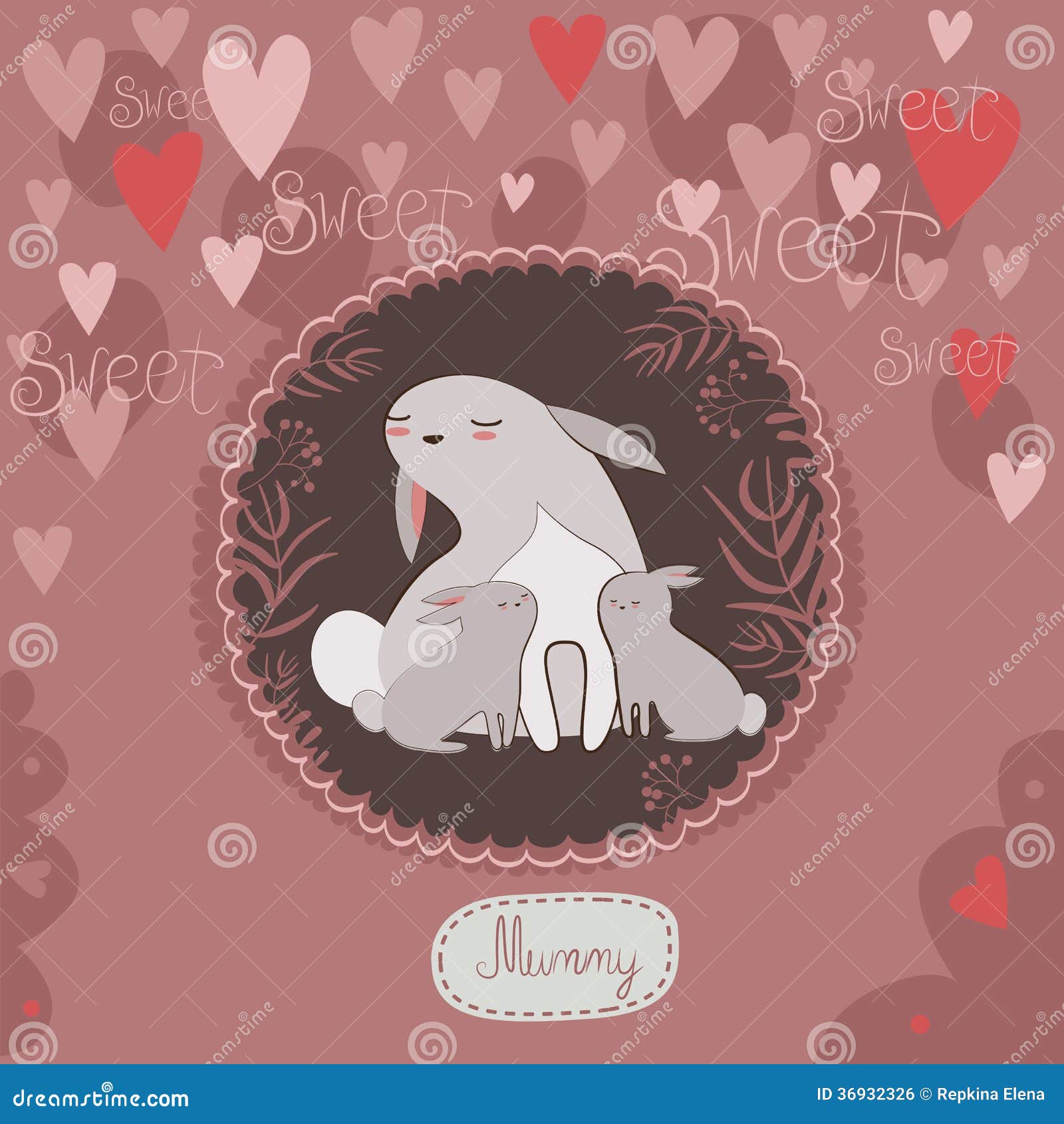 Cute rabbits family stock vector. Illustration of cartoon - 36932326