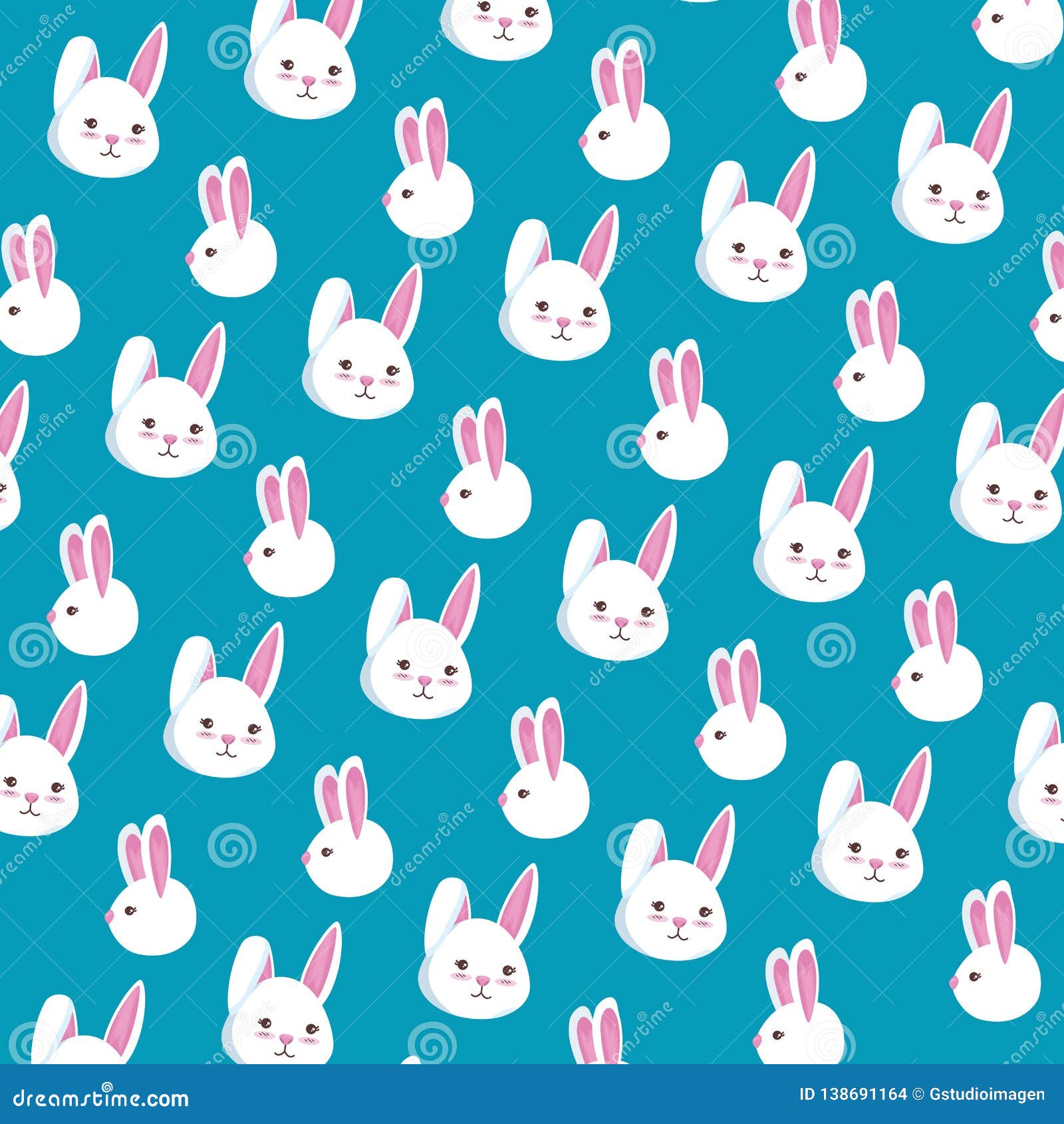 Cute Rabbits Heads Pattern Background Stock Vector - Illustration of ...