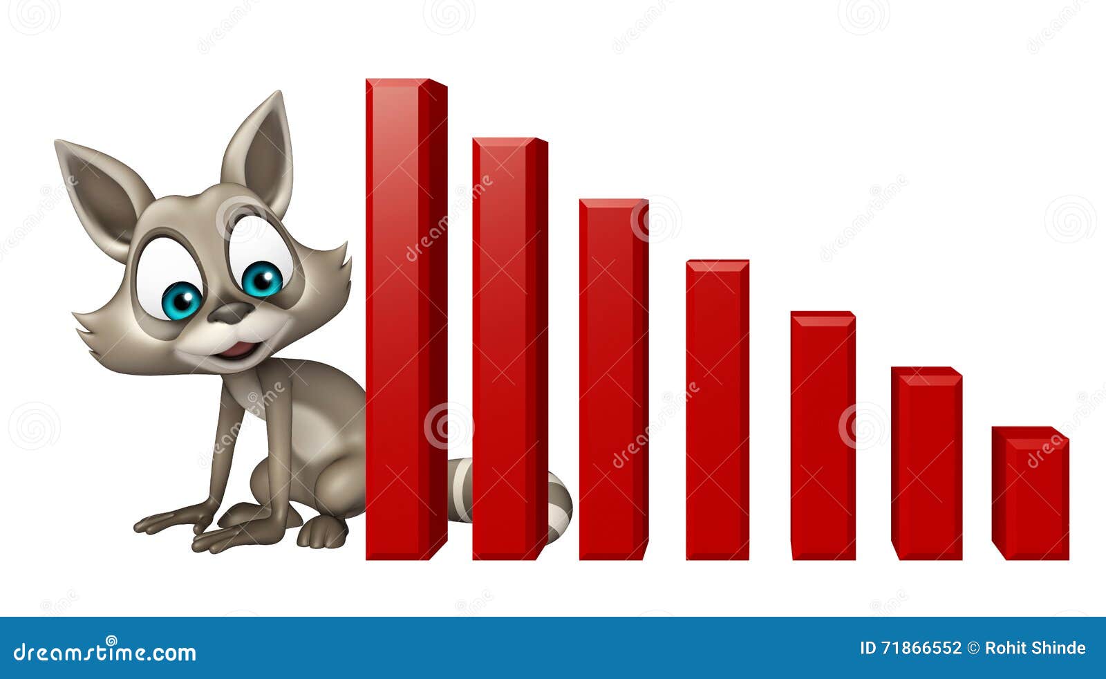 Cute Raccoon Cartoon Character with Graph Stock Illustration ...