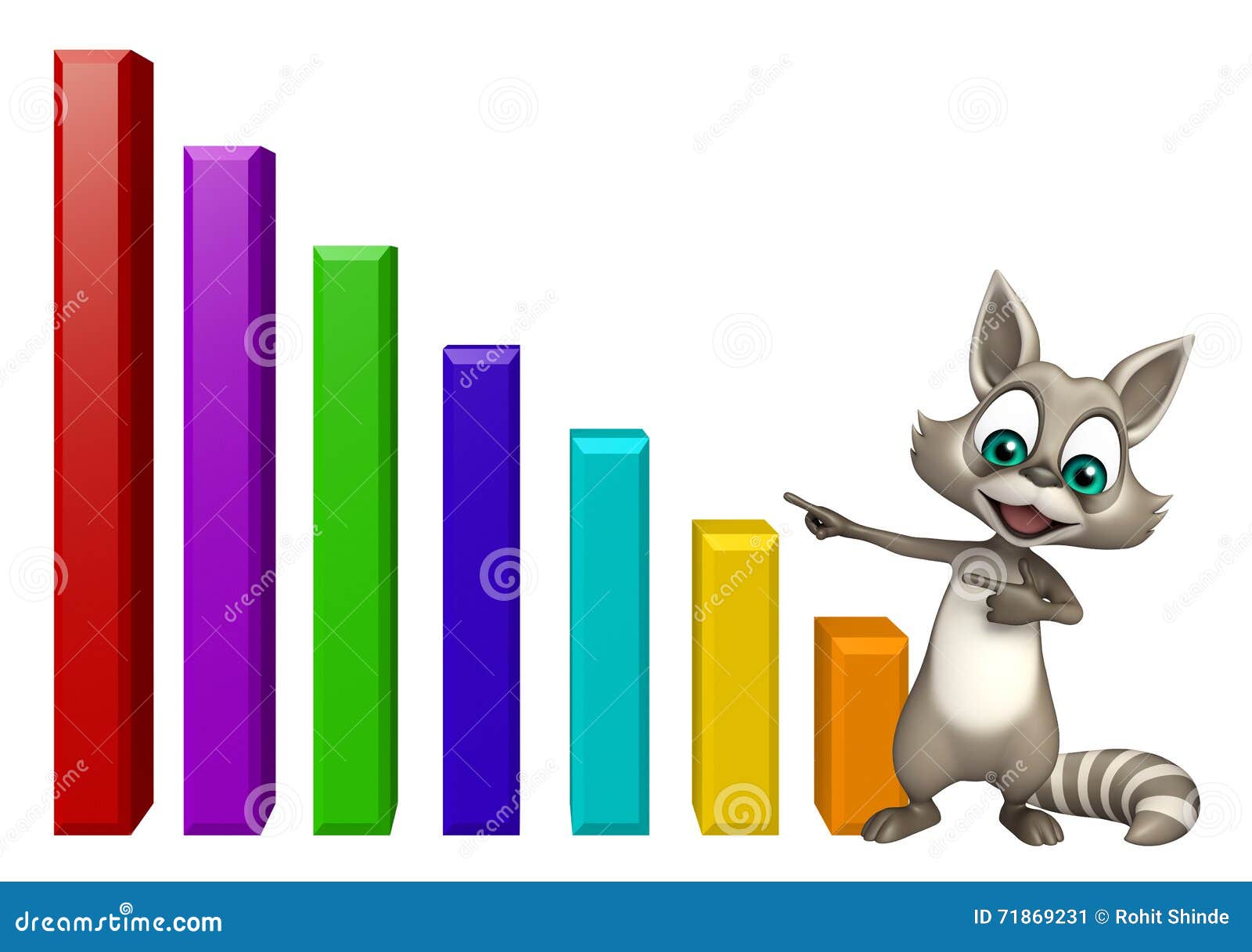 Cute Raccoon Cartoon Character with Graph Stock Illustration ...