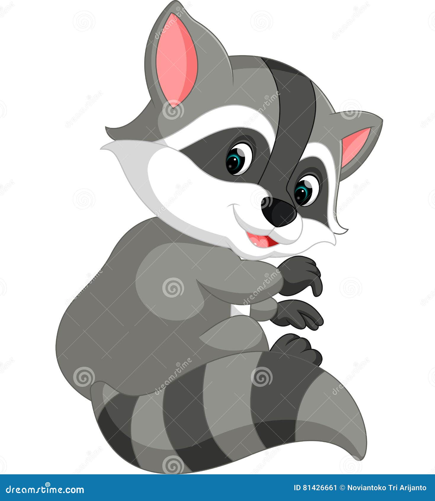 Cute Raccoon Head Face And Tail Logo Design Icon Cartoon Vector ...