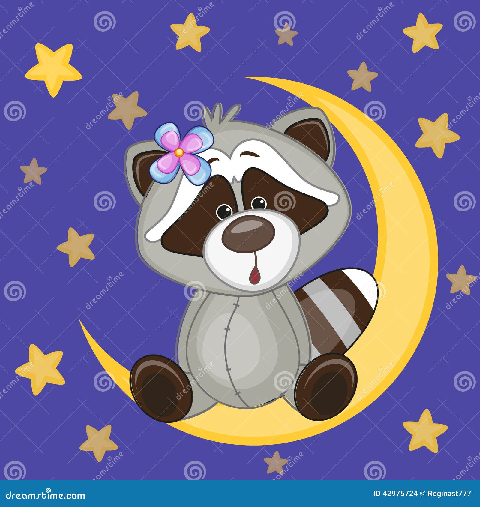 Cute Raccoon on the moon stock vector. Illustration of ripe - 42975724