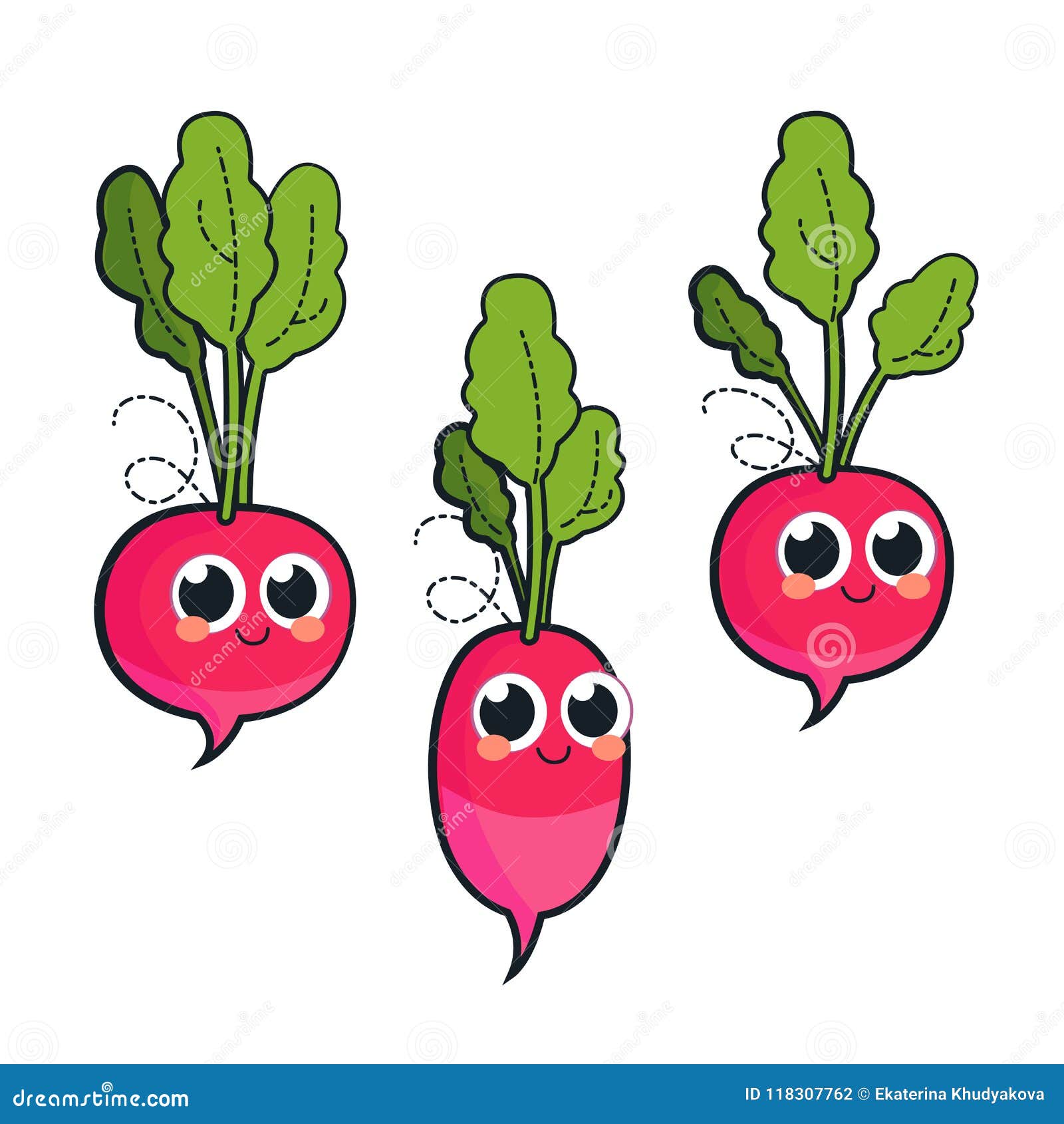 Cute radish characters. stock illustration. Illustration of character ...