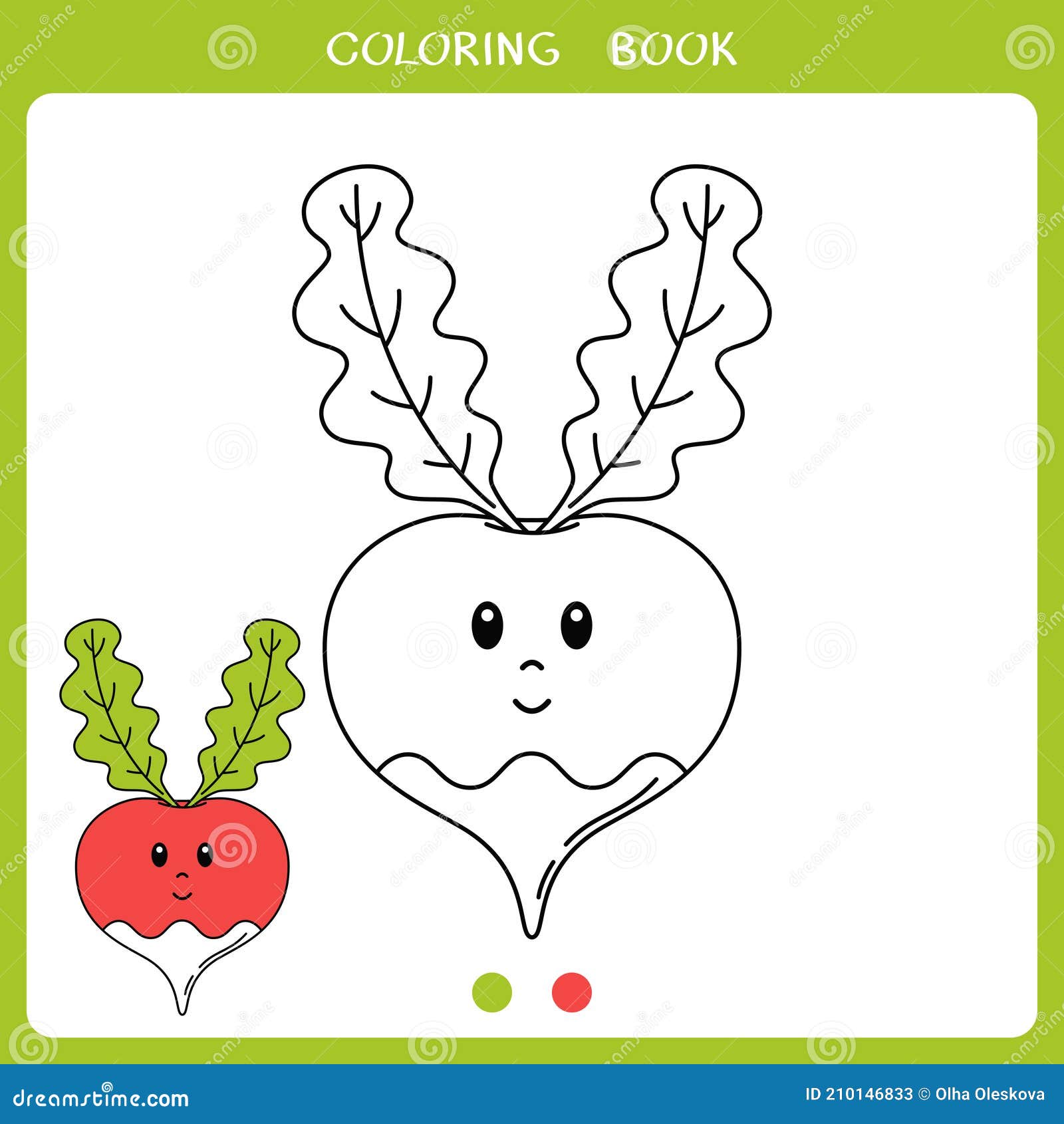 Cute Radish For Coloring Book Vector Illustration | CartoonDealer.com ...