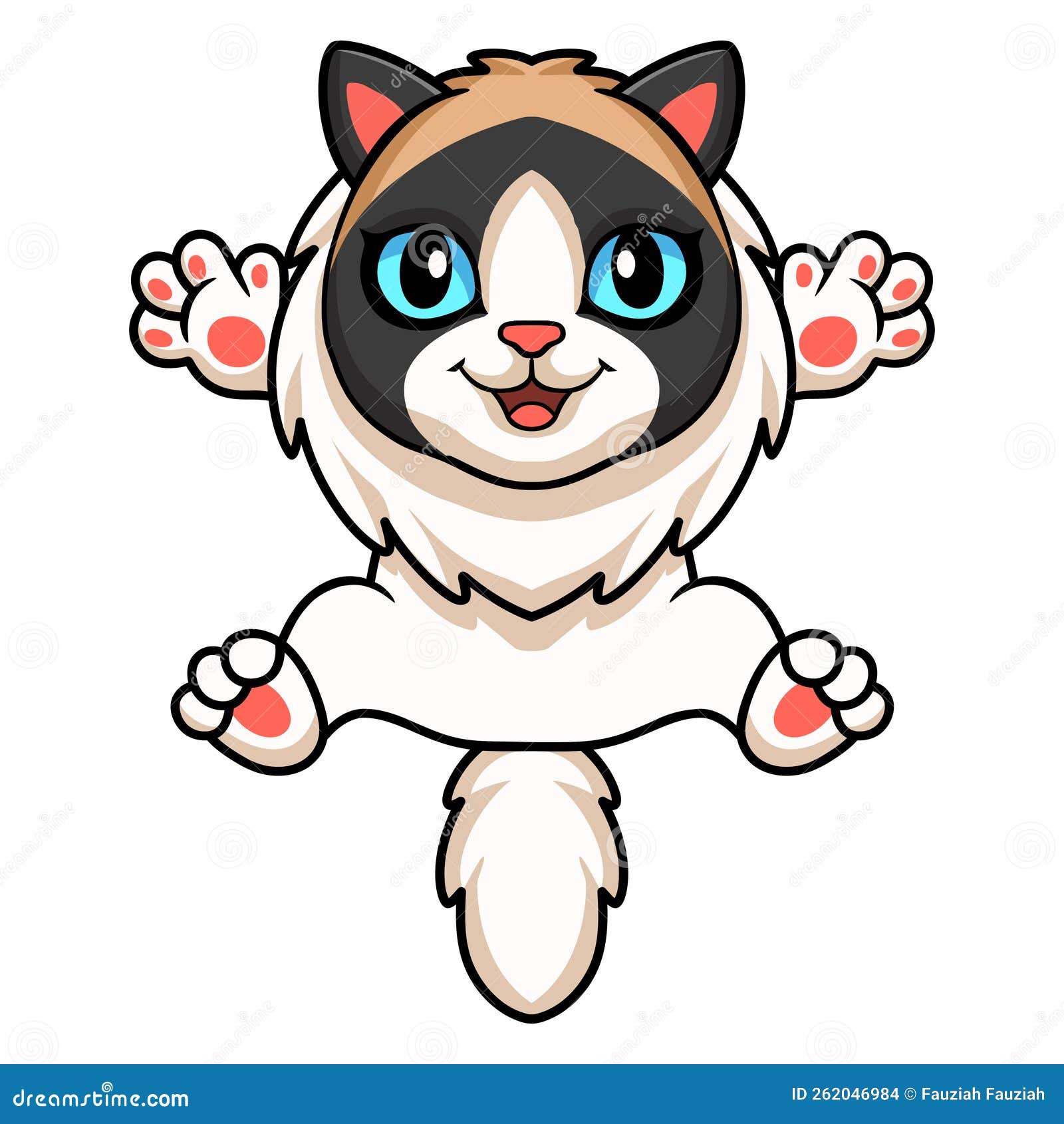 Cute rag doll cat cartoon stock vector. Illustration of cheerful ...