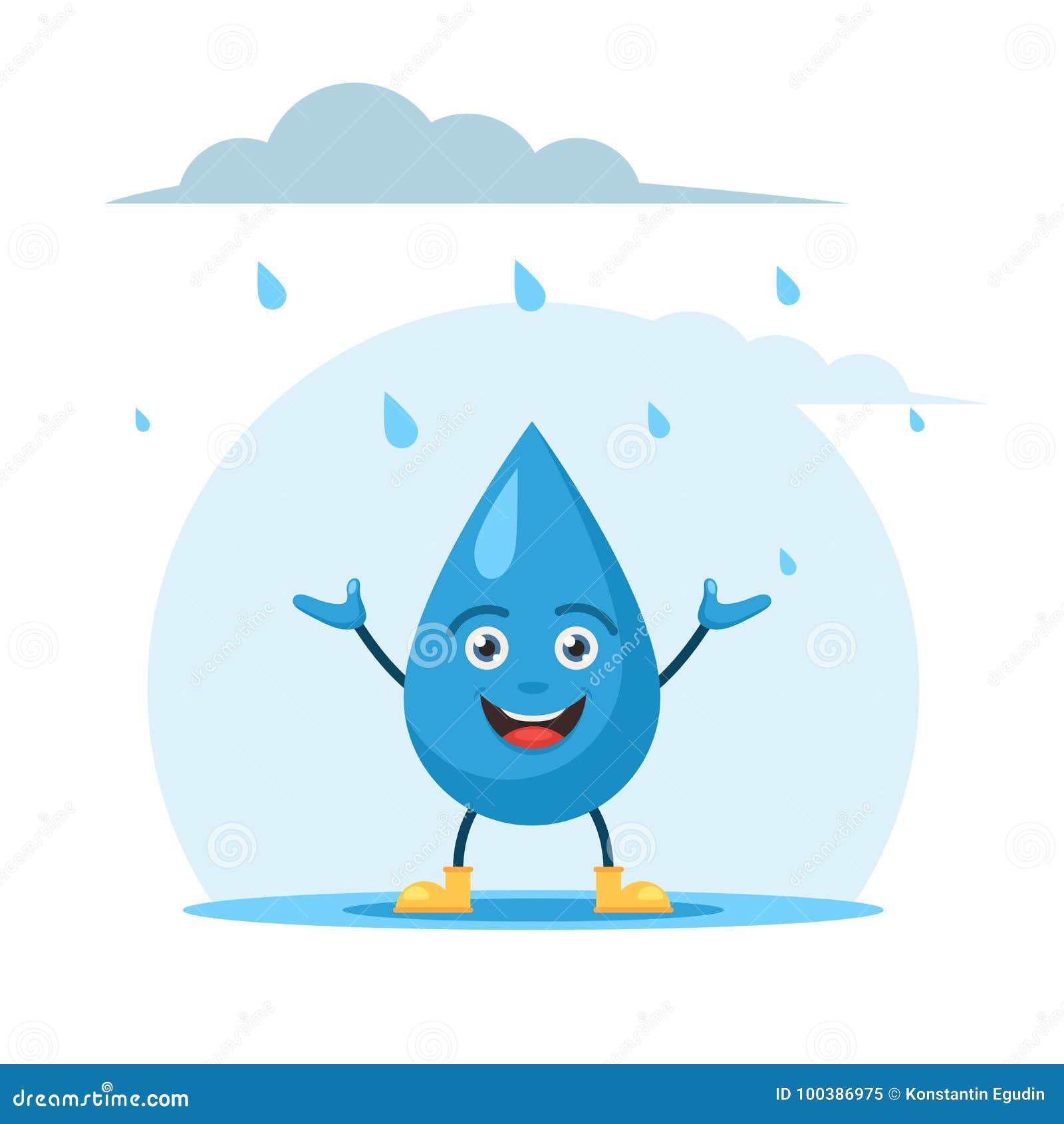 Cute rain drop character stock vector. Illustration of element - 100386975
