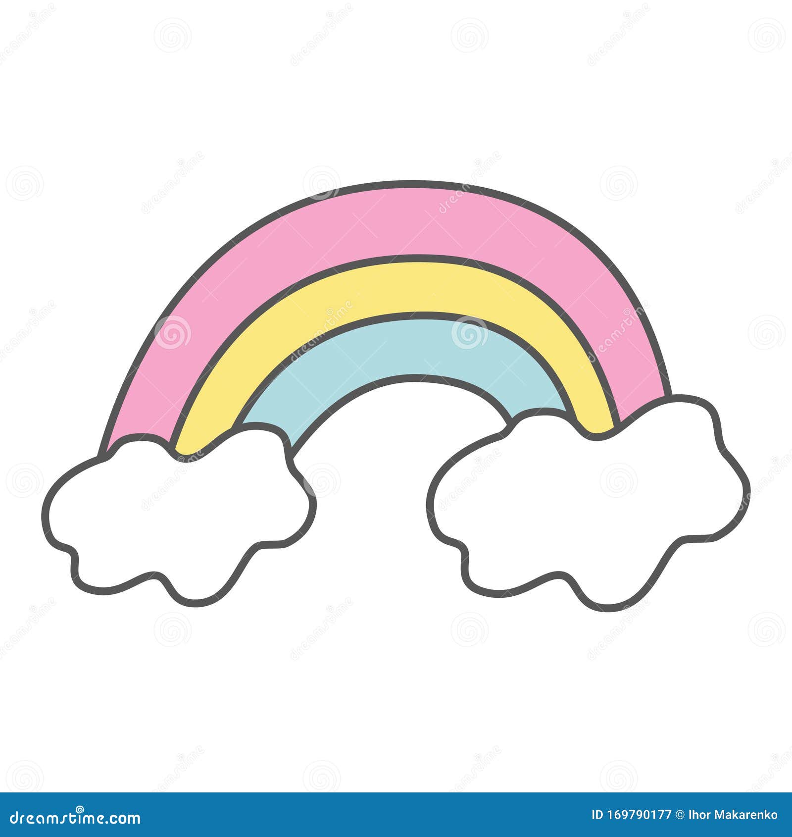 Cute Rainbow in Cartoon Style on a White Background Stock Vector ...