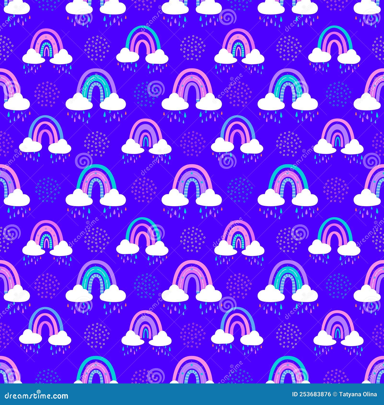 Cute Rainbow and Clouds Pattern. Baby Pattern Stock Illustration ...