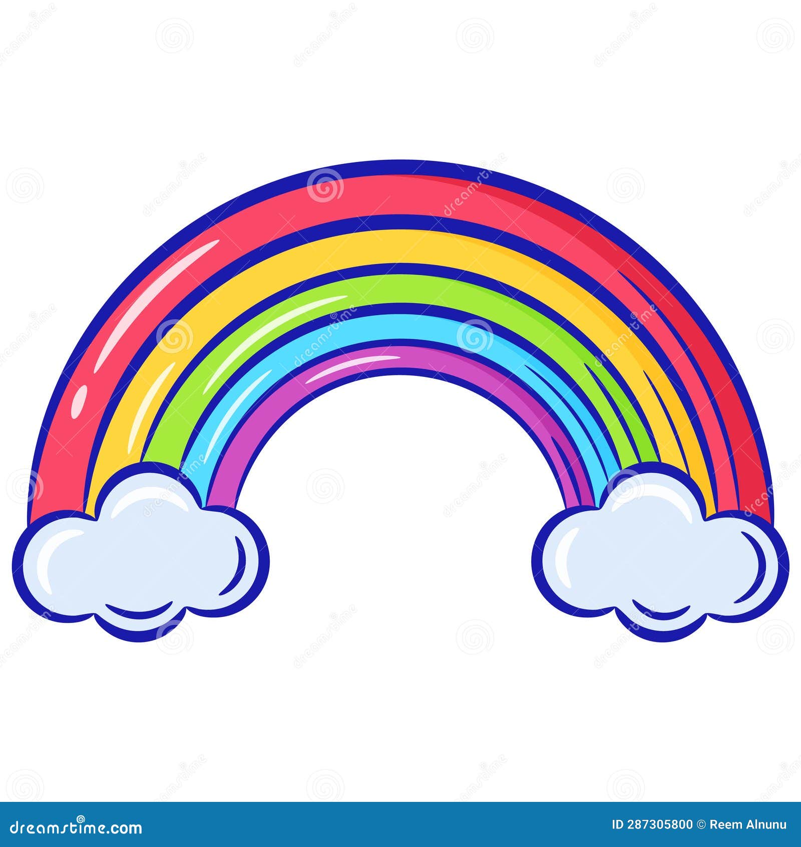 Cute Rainbow Drawing Clipart Sticker Stock Vector - Illustration of ...