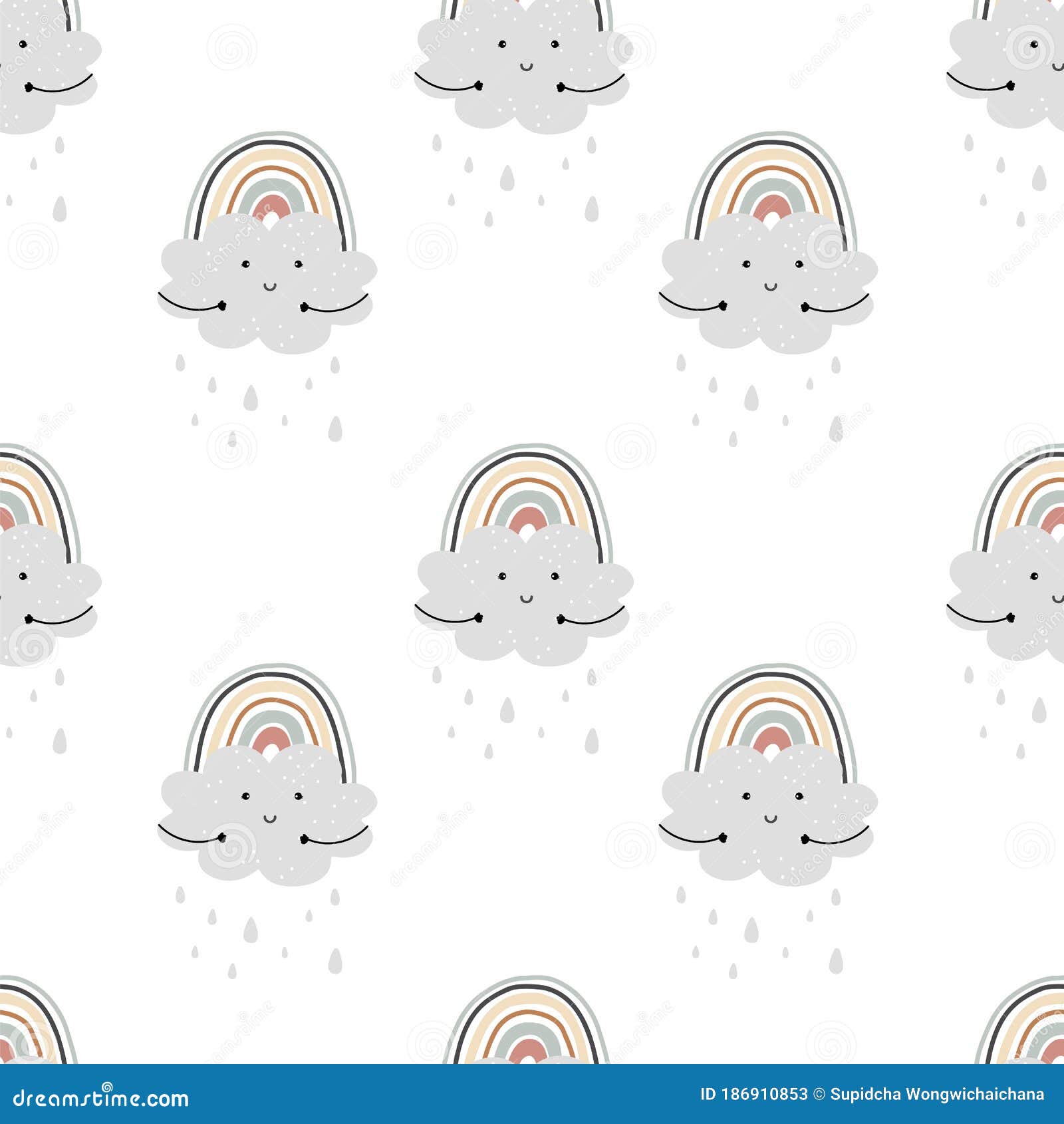 Cute Rainbow Seamless Pattern.Vector Illustration for Background ...