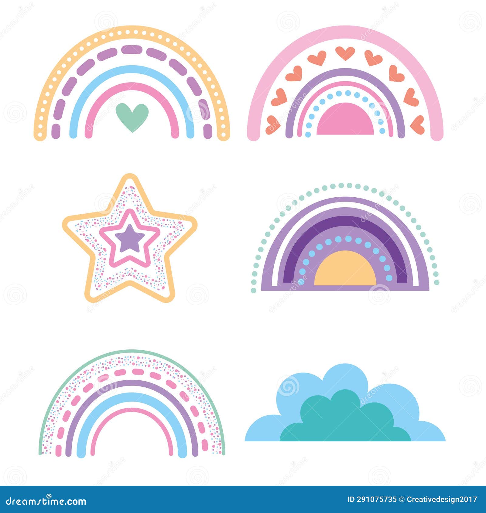 Cute rainbow set vector stock vector. Illustration of scandinavian ...