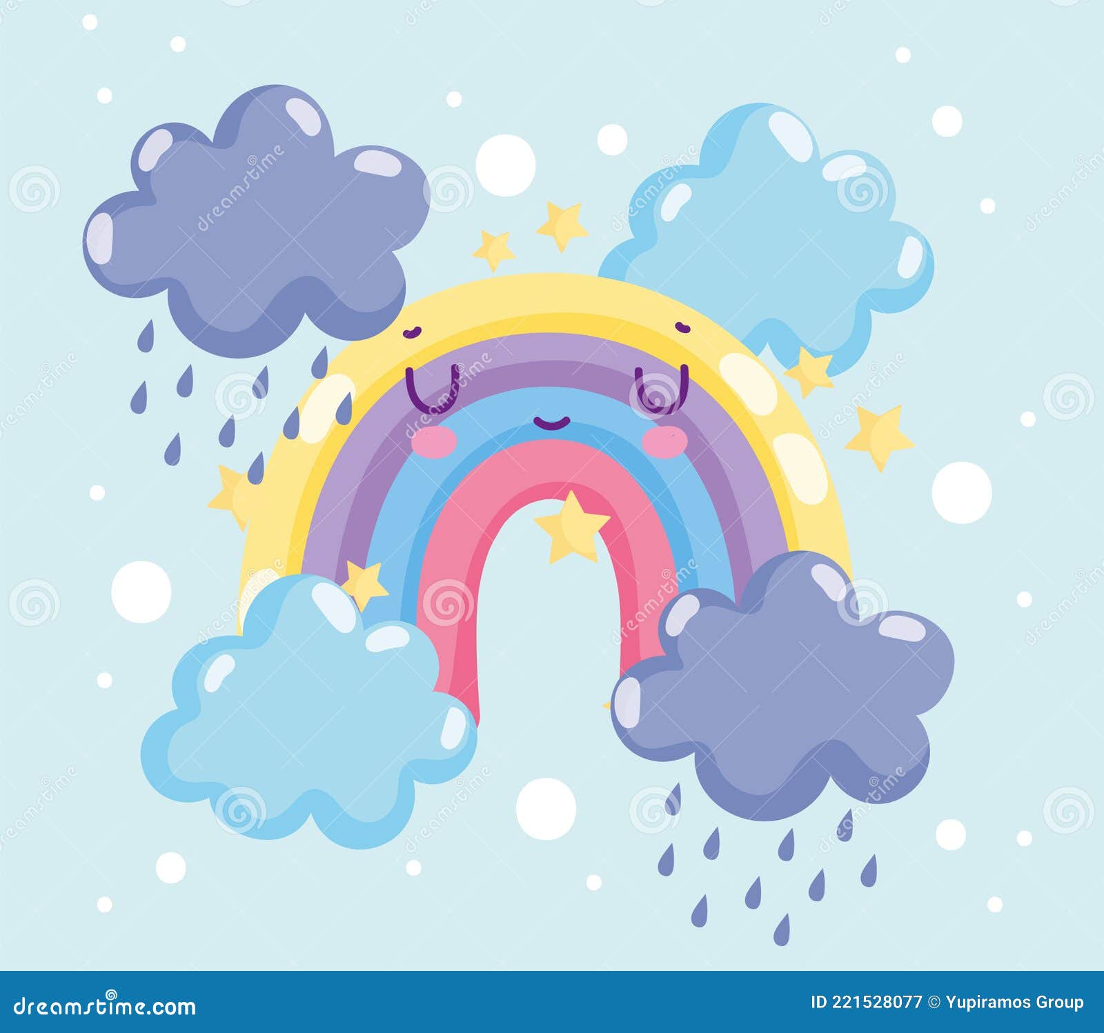 Cute Rainbow and Storm Clouds Stock Vector - Illustration of graphic ...