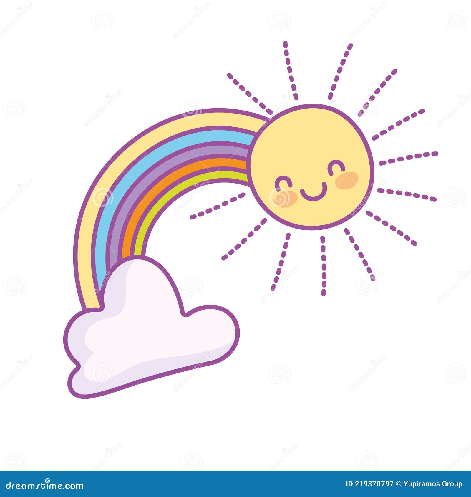Cute rainbow sun stock vector. Illustration of love - 219370797