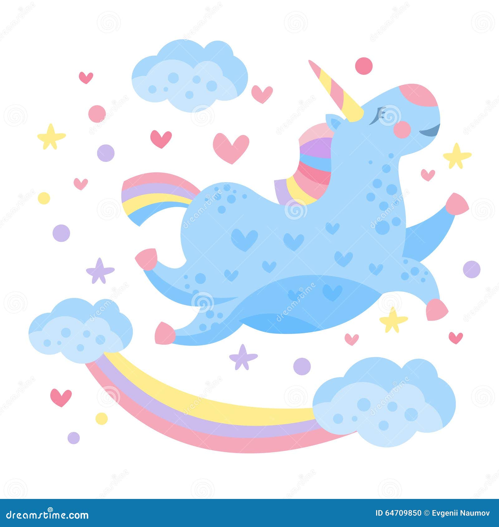Cute Rainbow Unicorn in the Clouds. Vector Stock Vector - Illustration ...