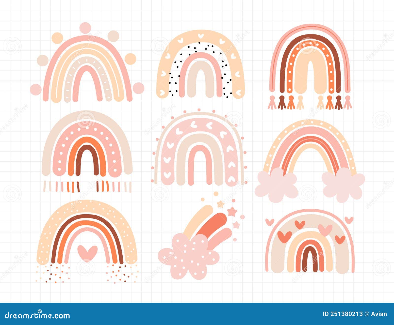 Cute Rainbows for Your Design, Childish Hand Drawn Vector Elements ...