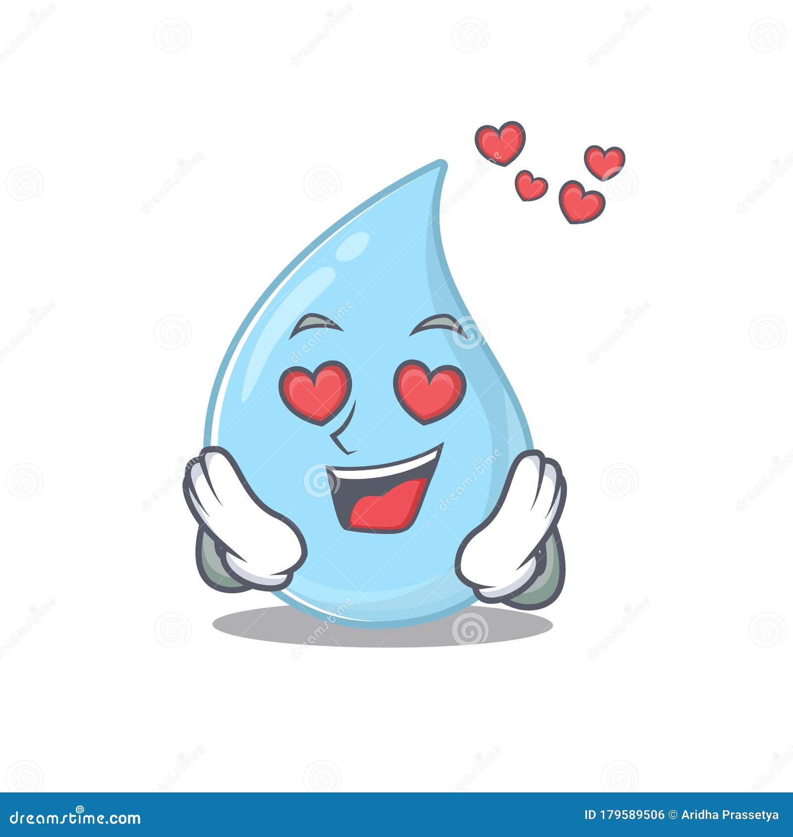 Cute Raindrop Cartoon Character Has a Falling in Love Face Stock Vector ...