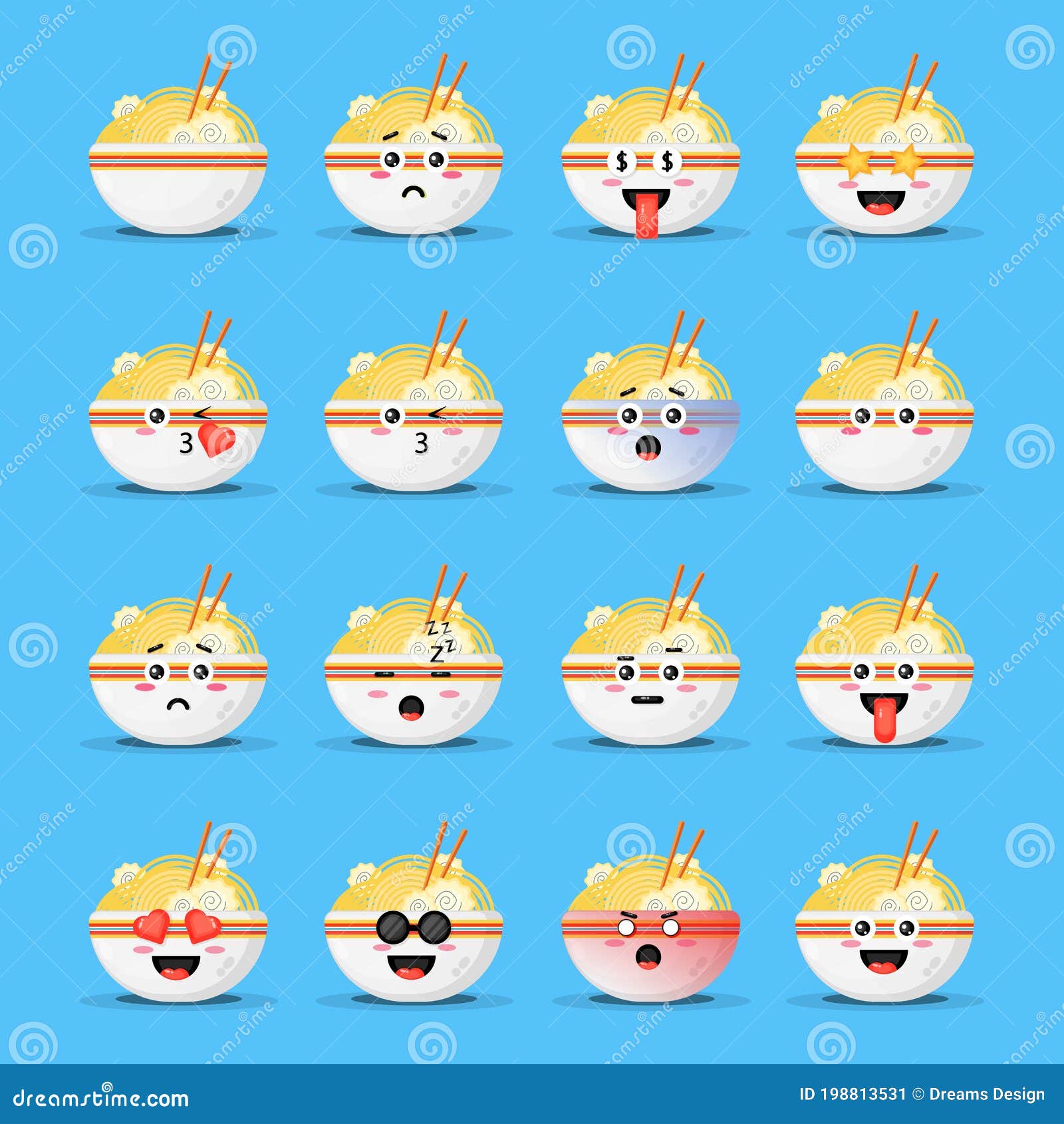 Cute Ramen Mascot Explains The Alphabet Vector Illustration ...
