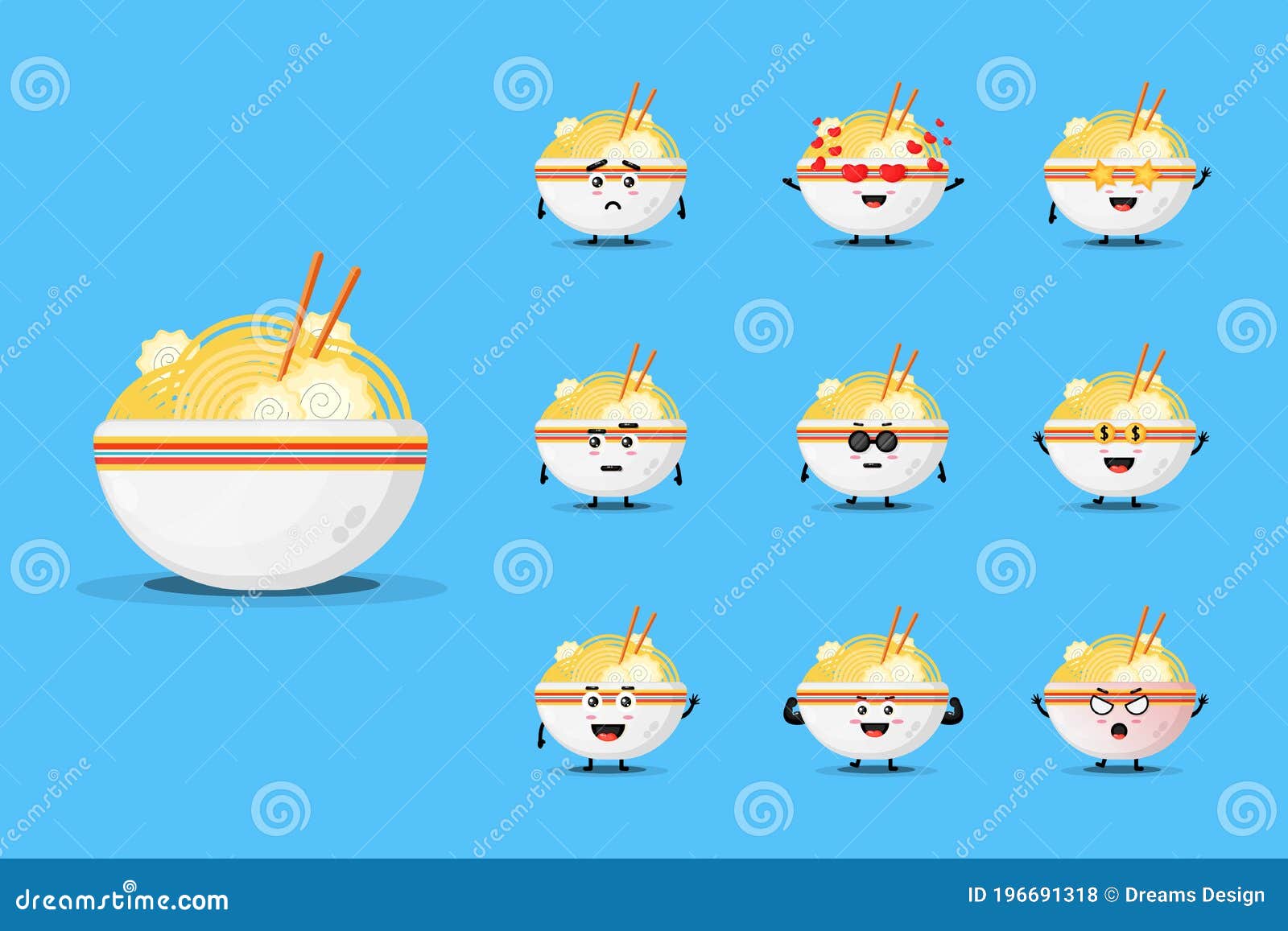 Cute Ramen Mascot Explains The Alphabet Vector Illustration ...