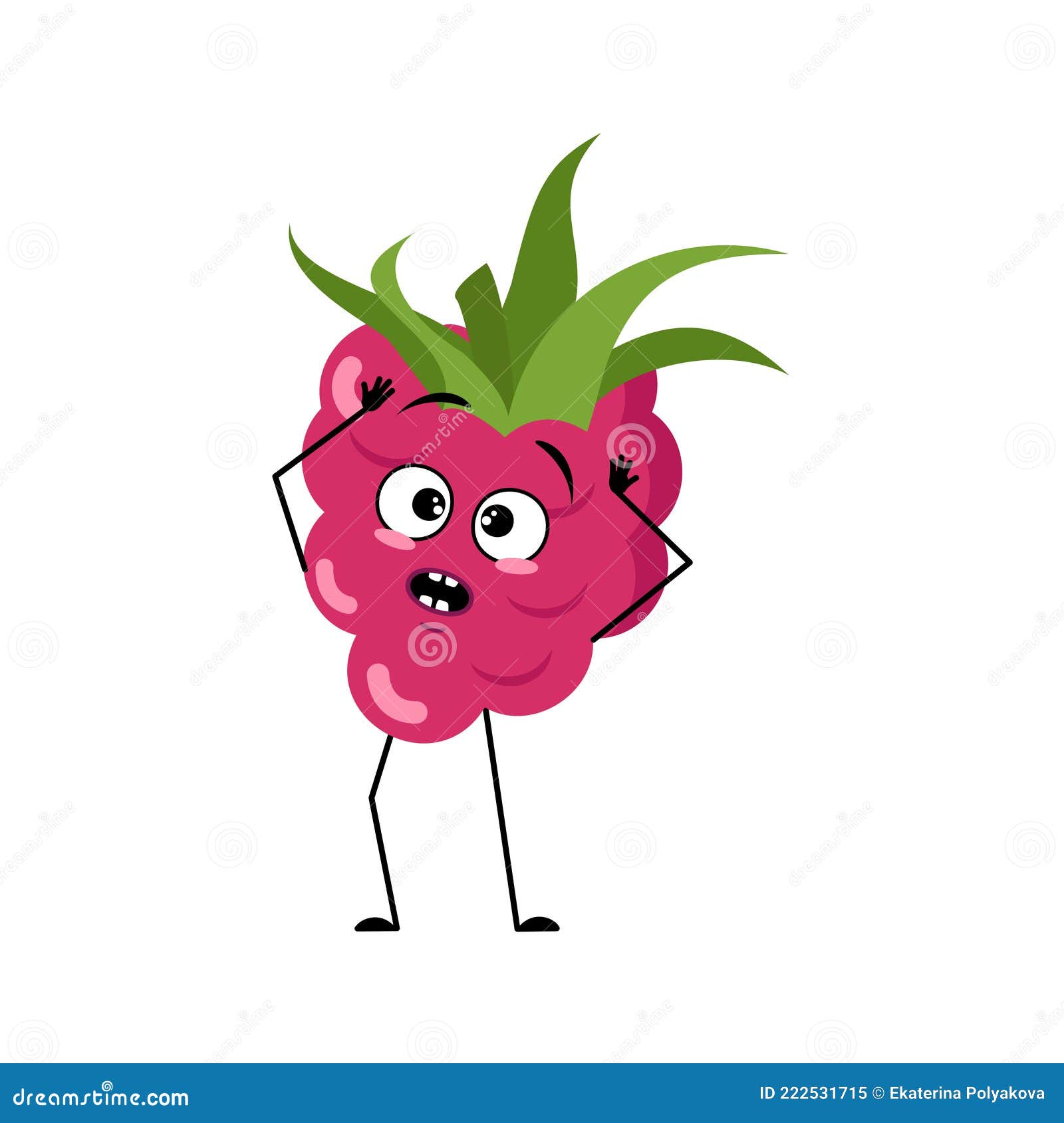 Cute Raspberry Character With Angry Emotions Cartoon Vector ...