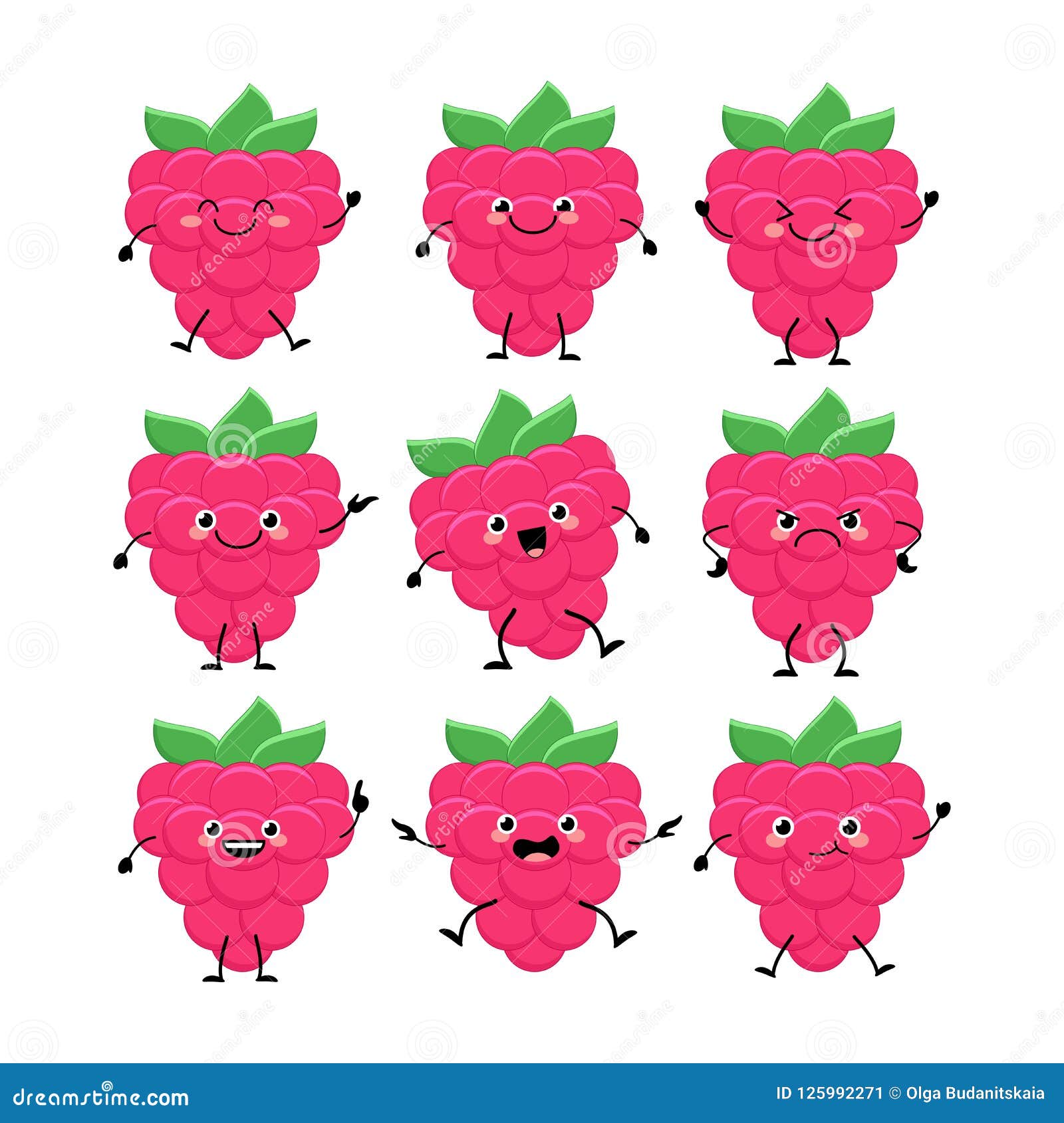 Cute Raspberry Character With Crying And Tears Emotions Vector ...