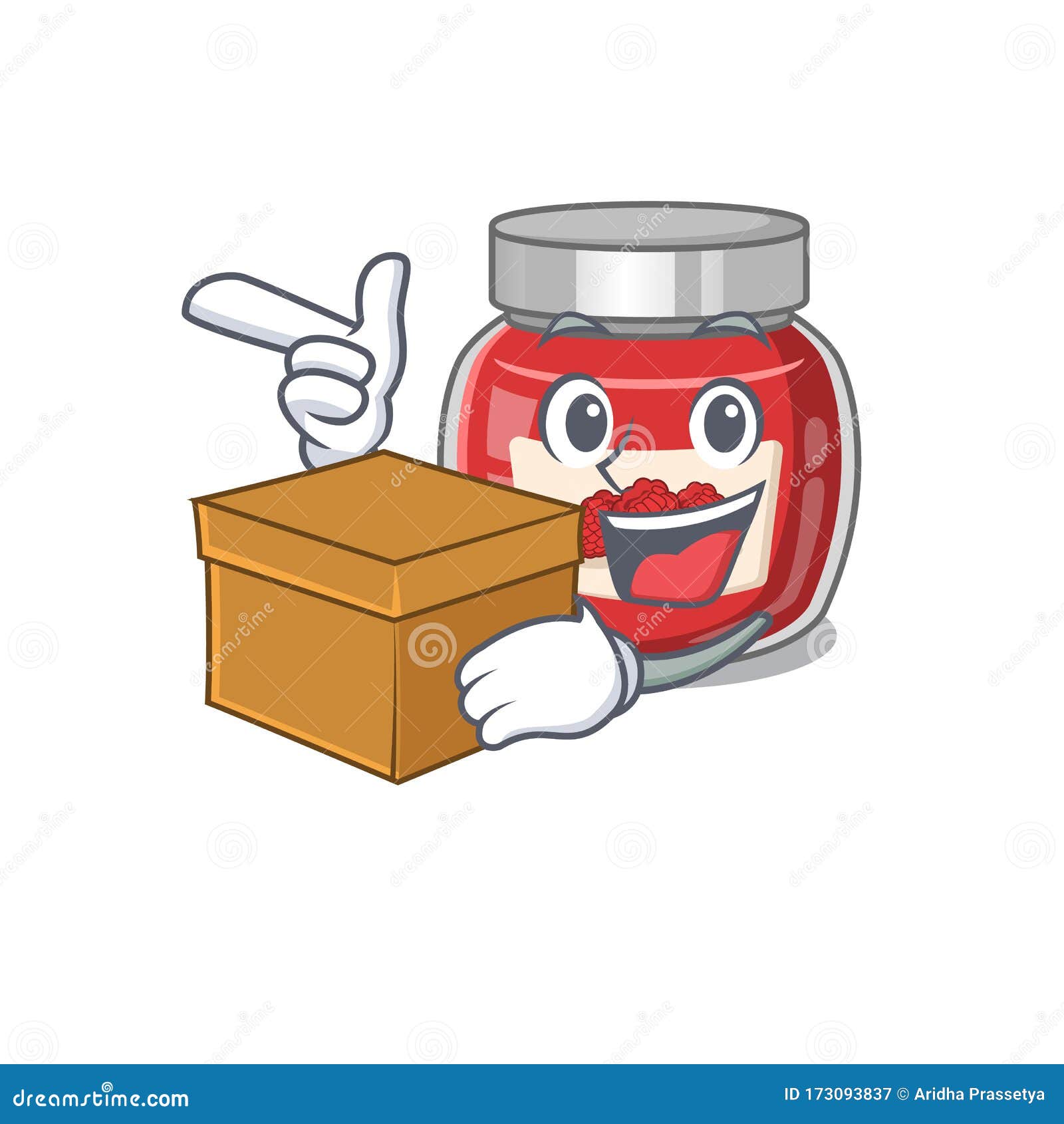 Cute Raspberry Jam Cartoon Character Having a Box Stock Vector ...