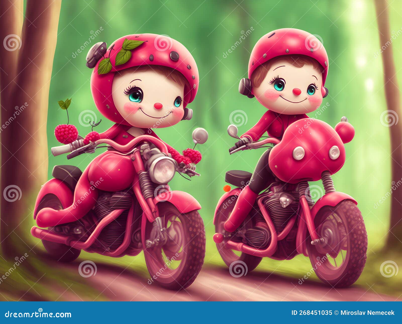 Cute Raspberry on Motorcycle, Generative AI Illustration Stock ...
