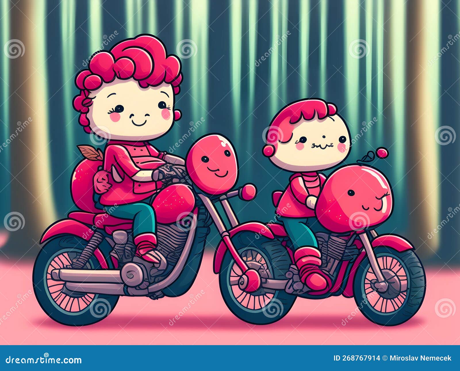 Cute Raspberry on Motorcycle, Generative AI Illustration Stock Photo ...