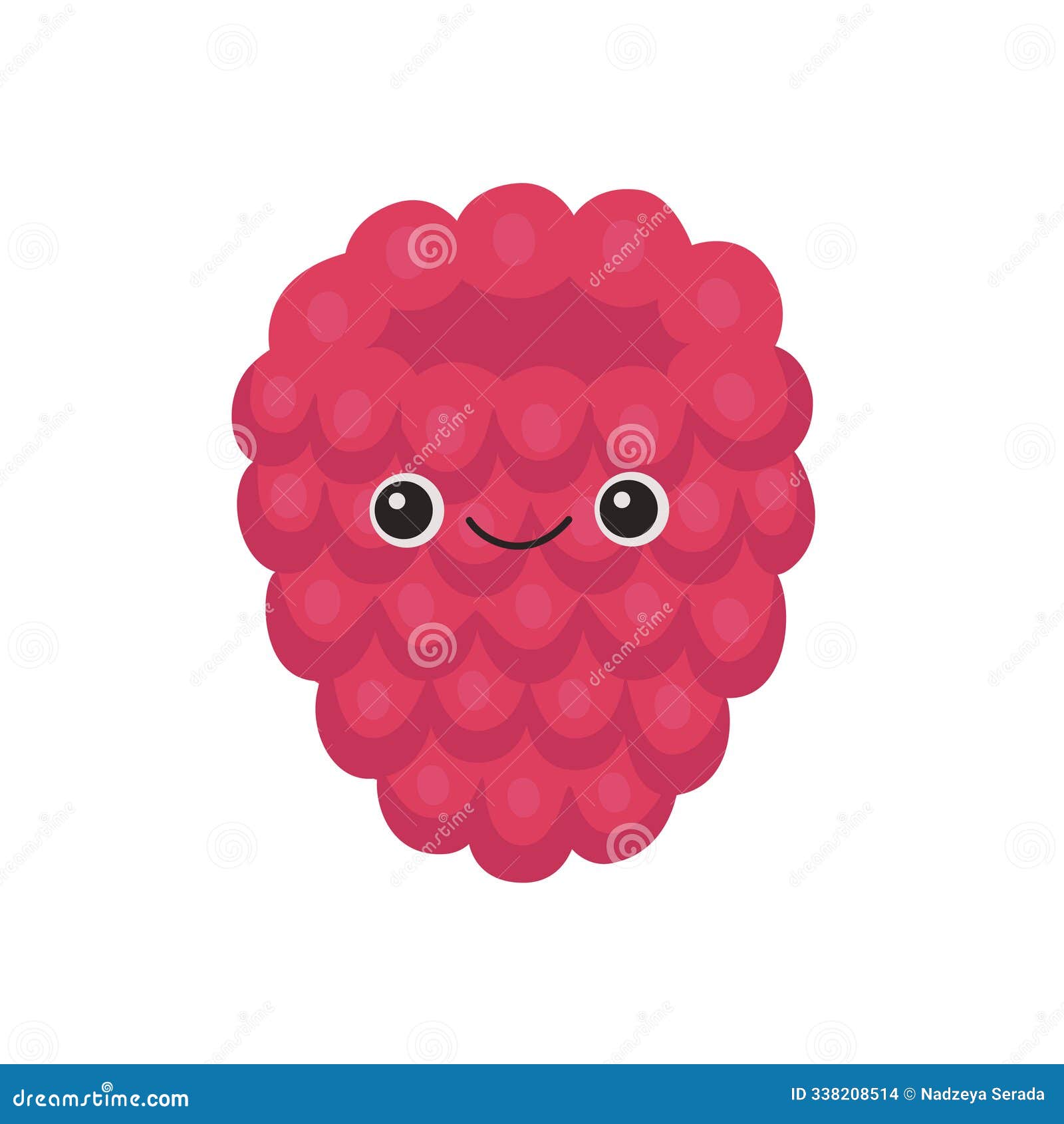 Cute Raspberry with Smiling Face Stock Illustration - Illustration of ...