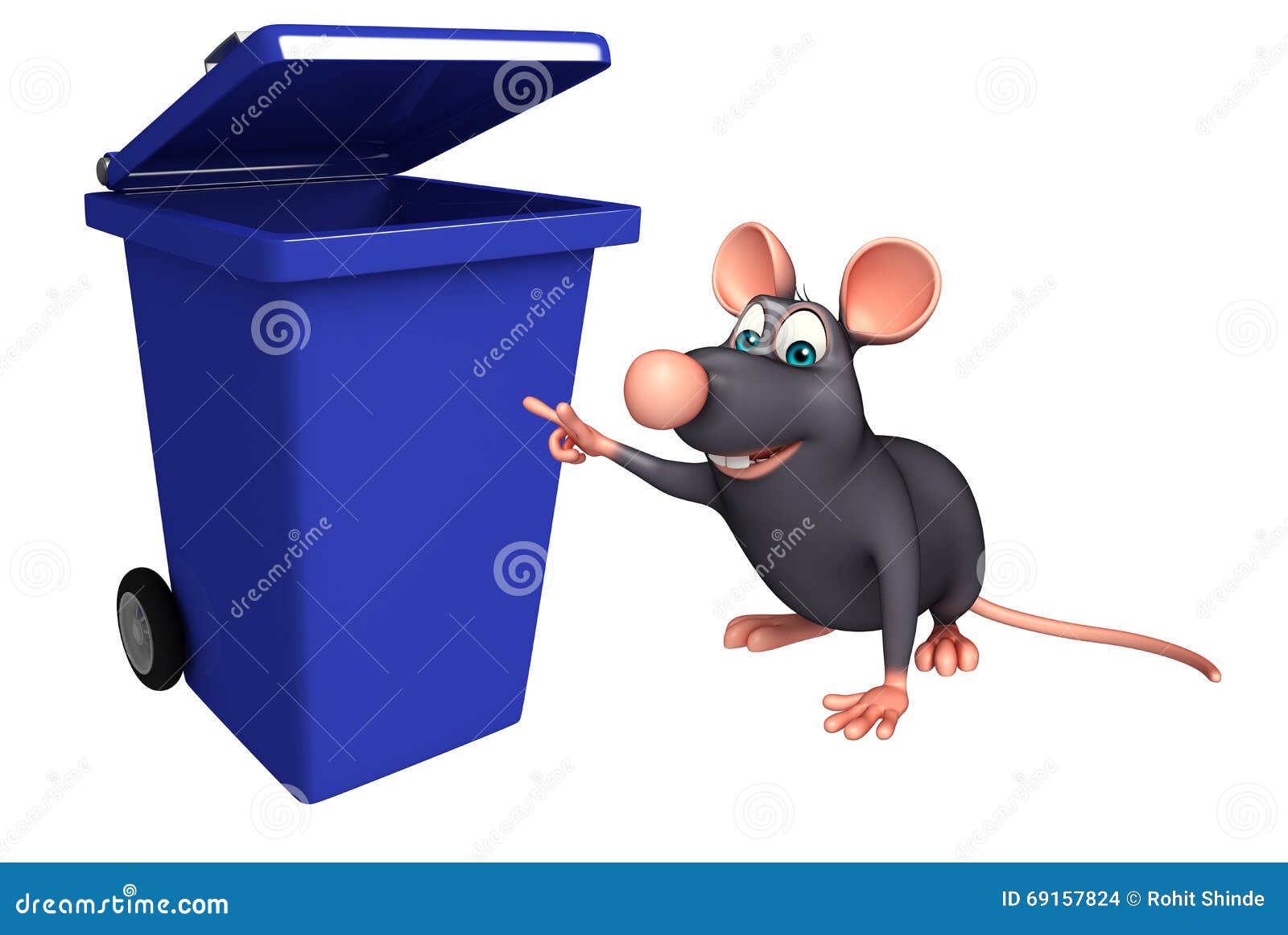 Cute Rat Cartoon Character with Dustbin Stock Illustration ...