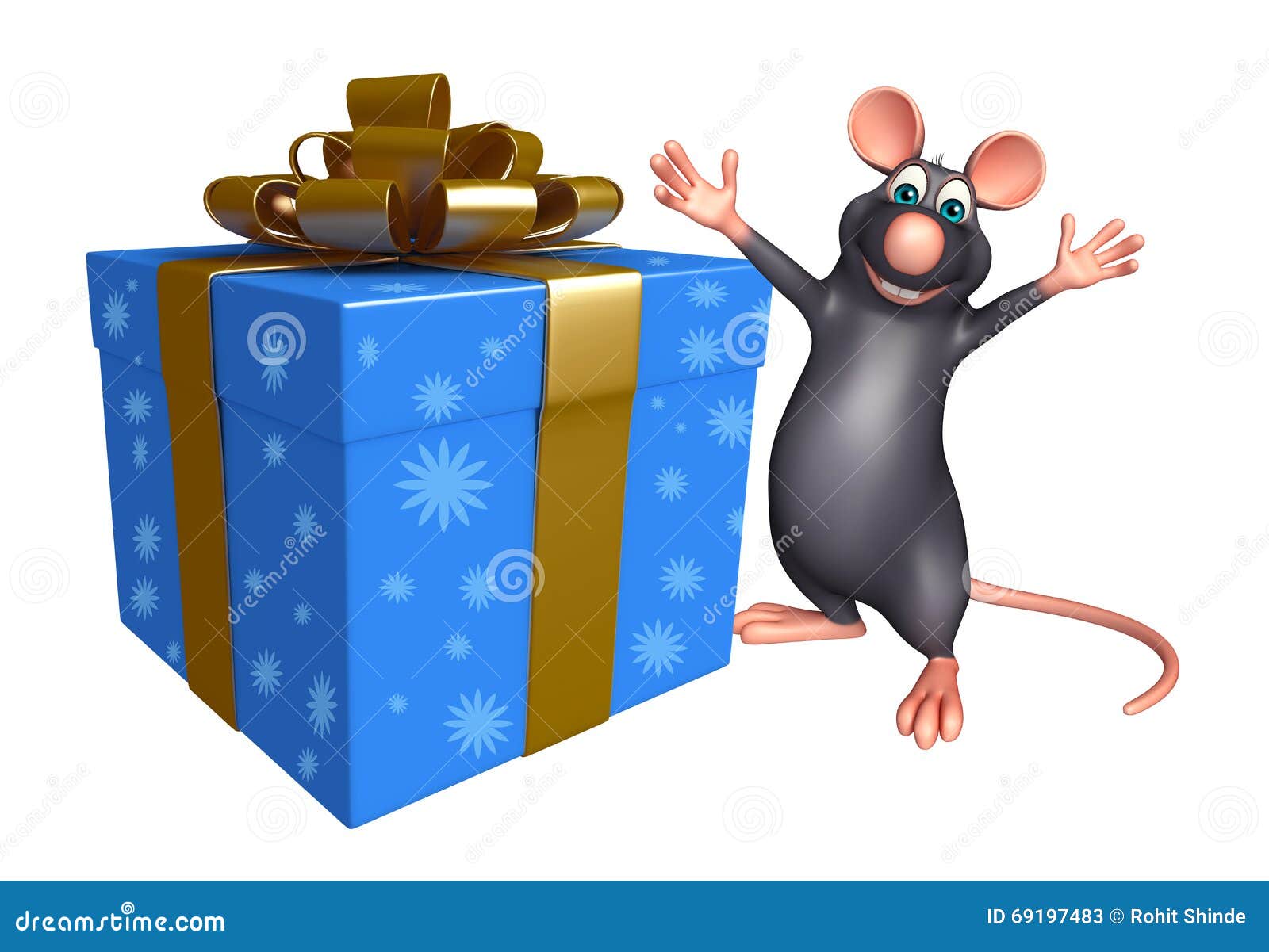 Cute Rat Cartoon Character with Giftbox Stock Illustration ...