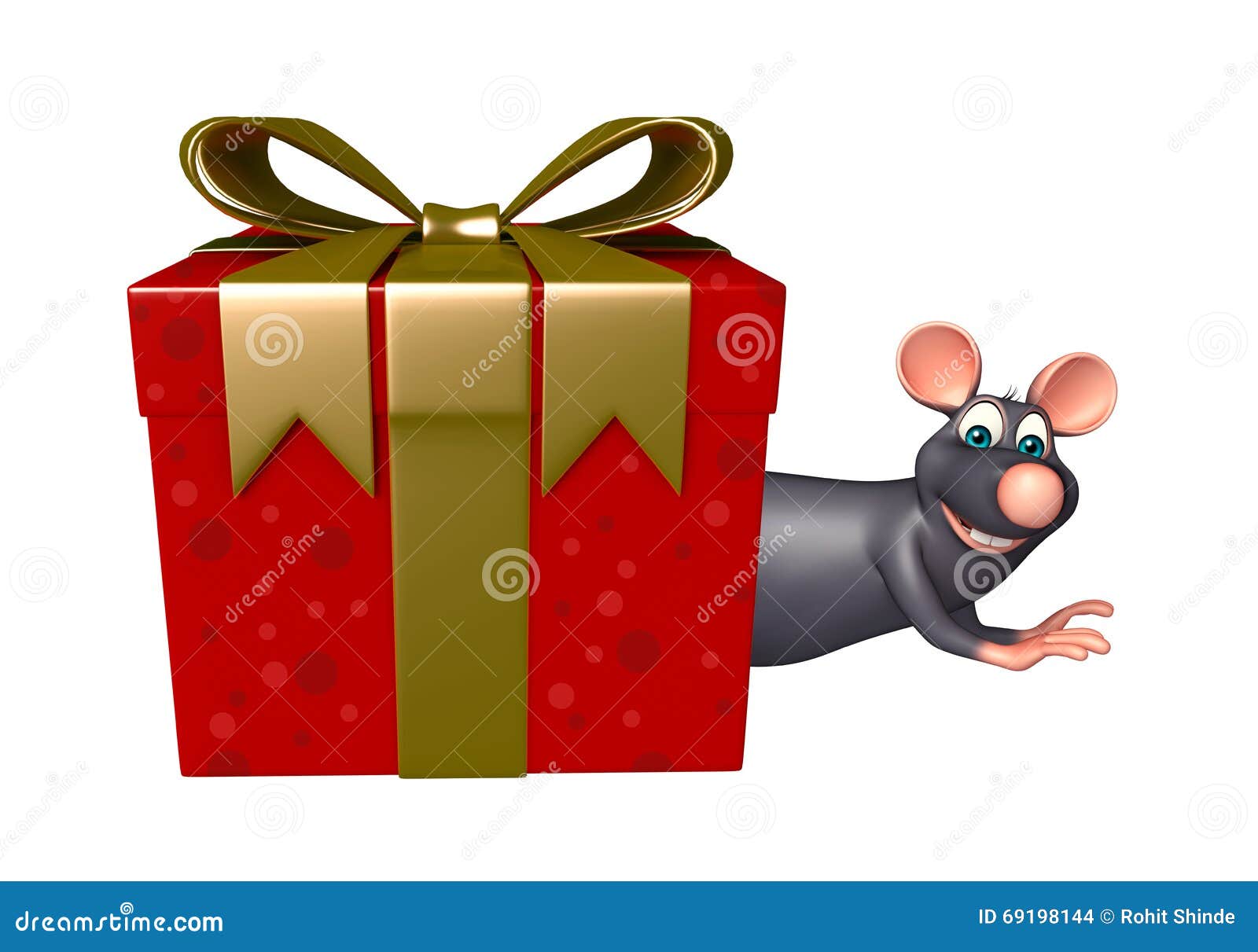 Cute Rat Cartoon Character with Giftbox Stock Illustration ...