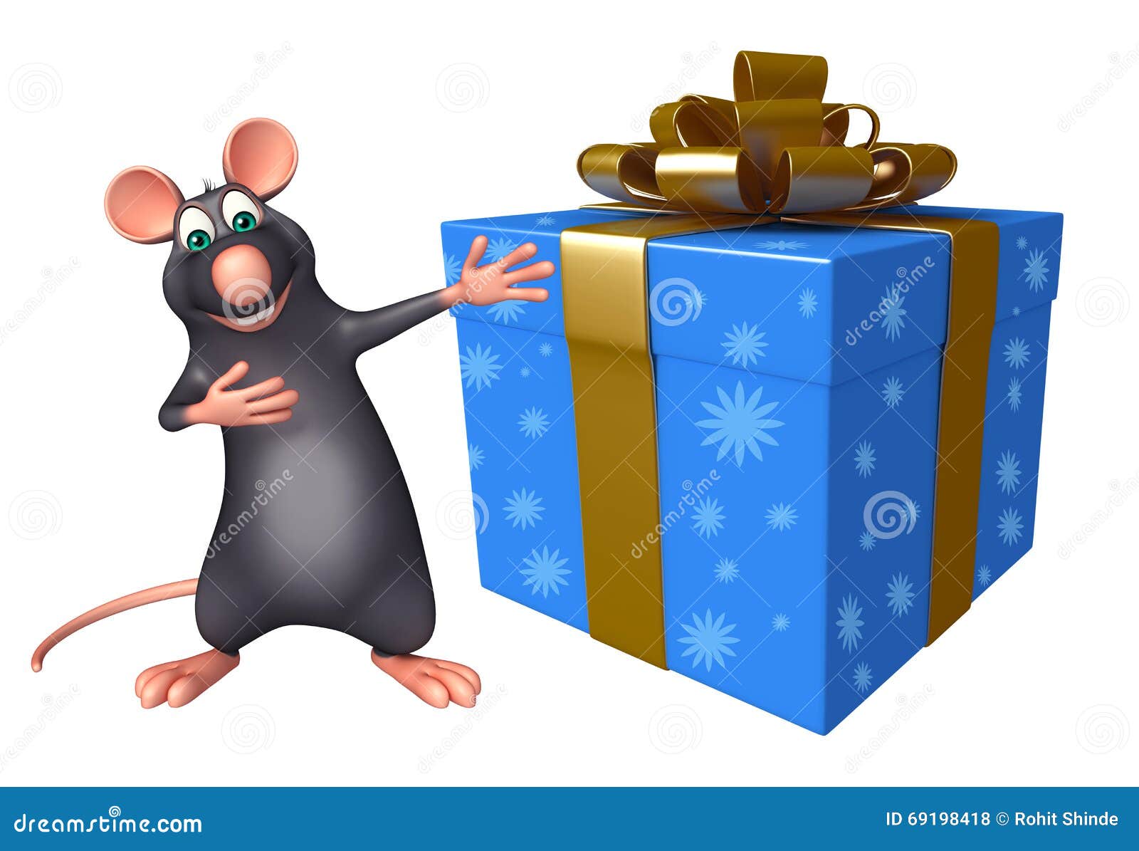 Cute Rat Cartoon Character with Giftbox Stock Illustration ...