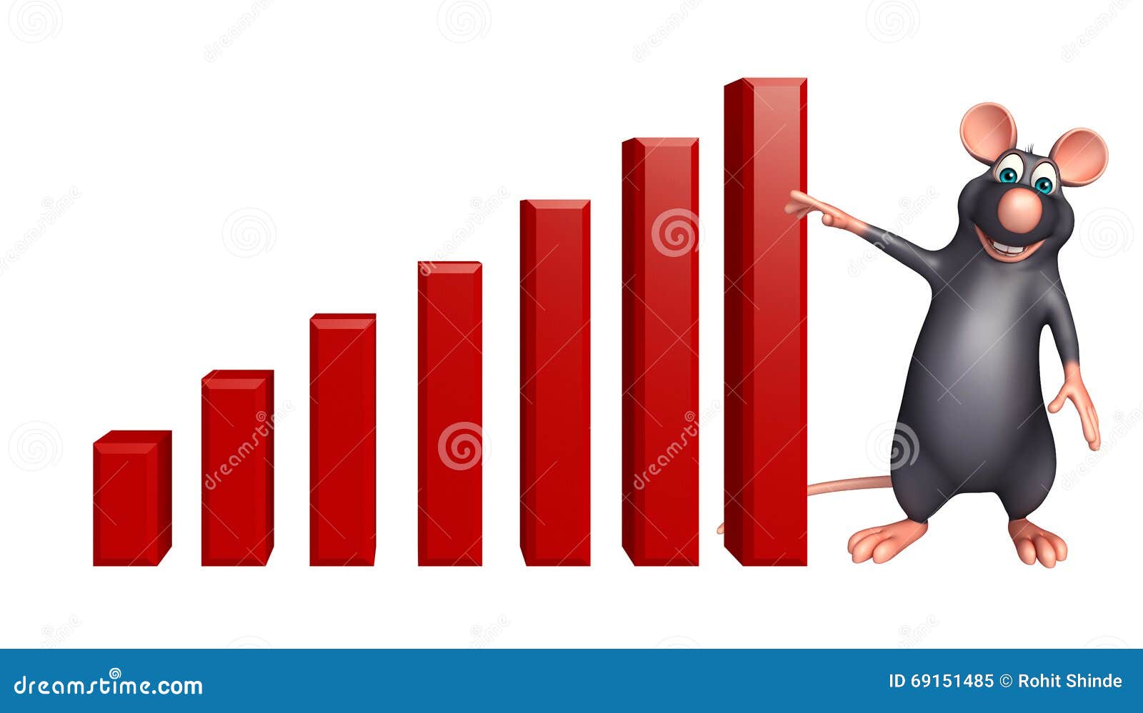 Cute Rat Cartoon Character with Graph Stock Illustration - Illustration ...
