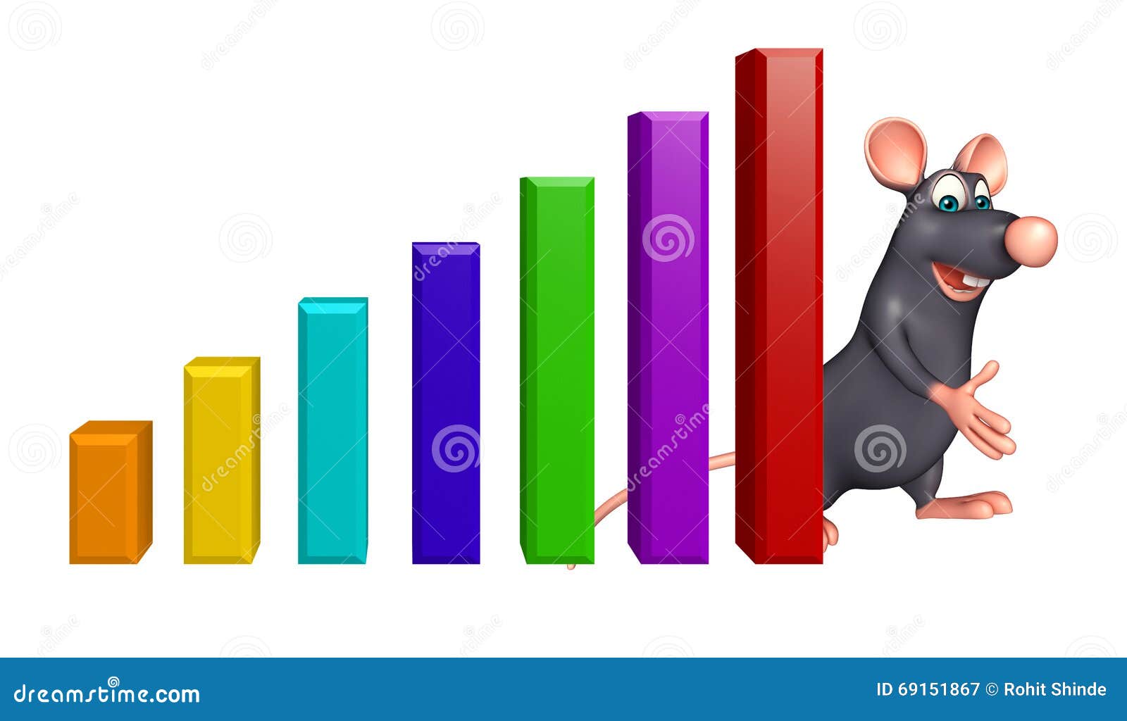 Cute Rat Cartoon Character with Graph Stock Illustration - Illustration ...