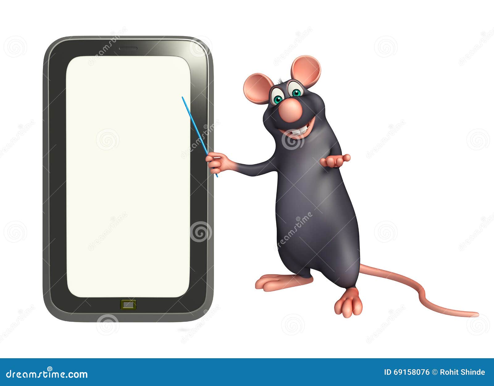 Cute Rat Cartoon Character with Mobile Stock Illustration ...