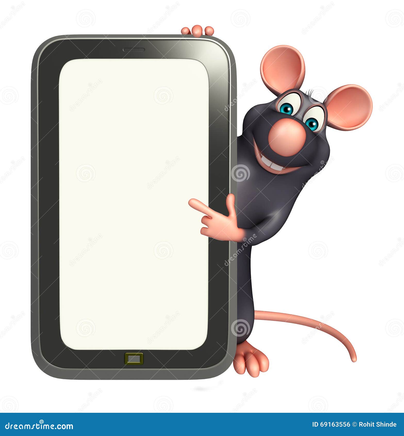 Cute Rat Cartoon Character with Mobile Stock Illustration ...