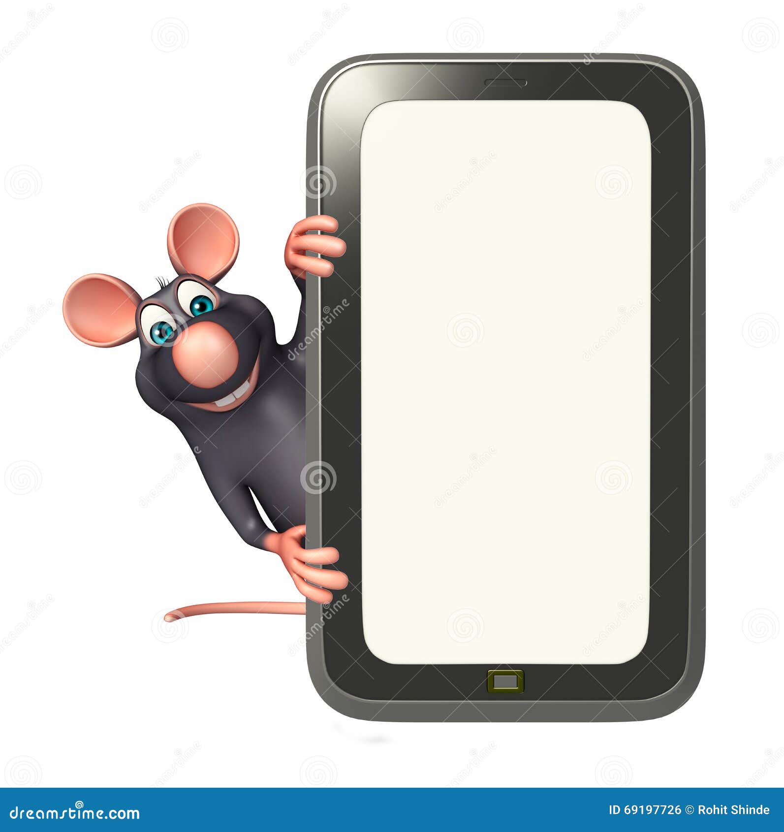 Cute Rat Cartoon Character with Mobile Stock Illustration ...