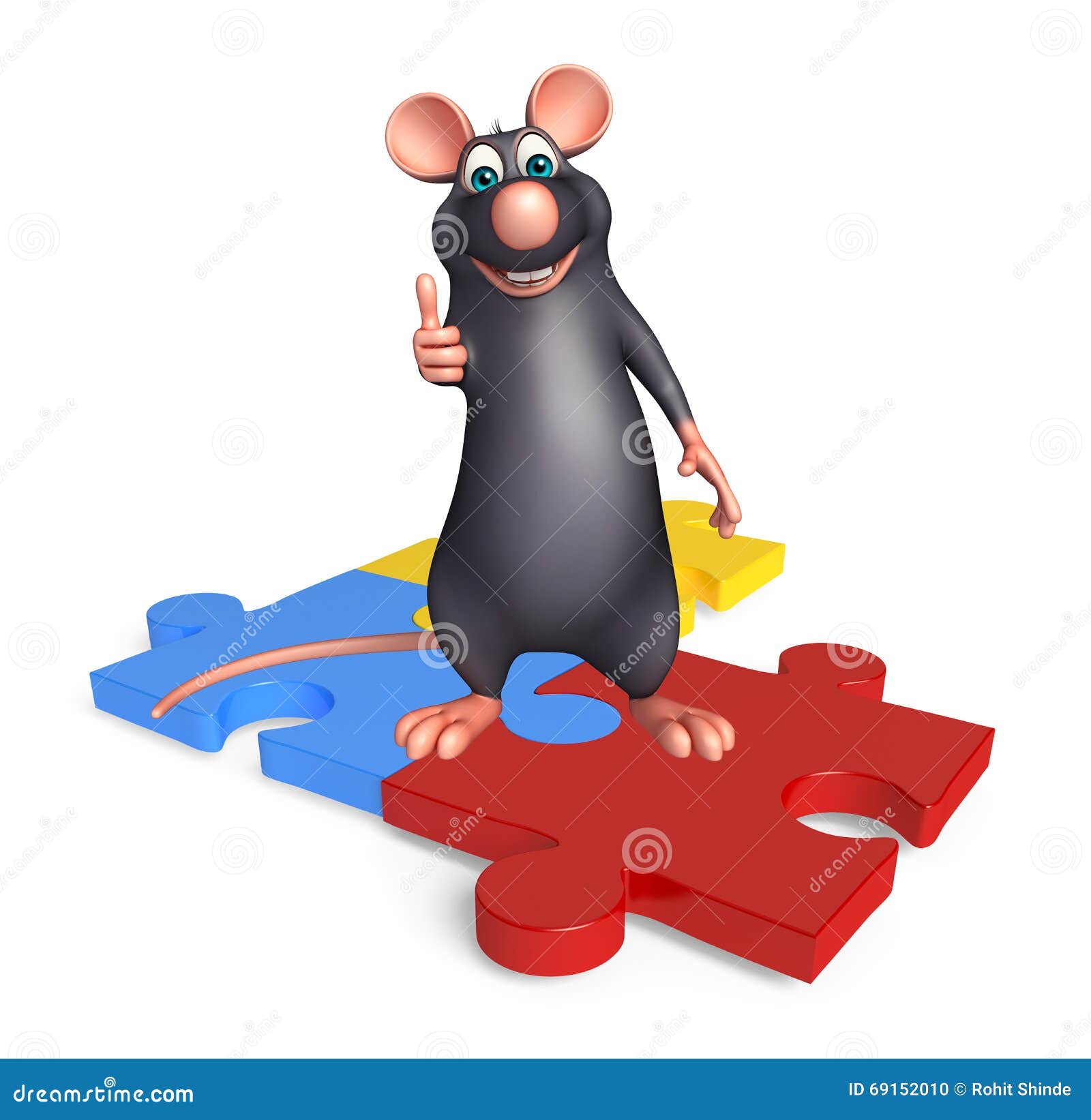 Cute Rat Cartoon Character with Puzzle Stock Illustration ...