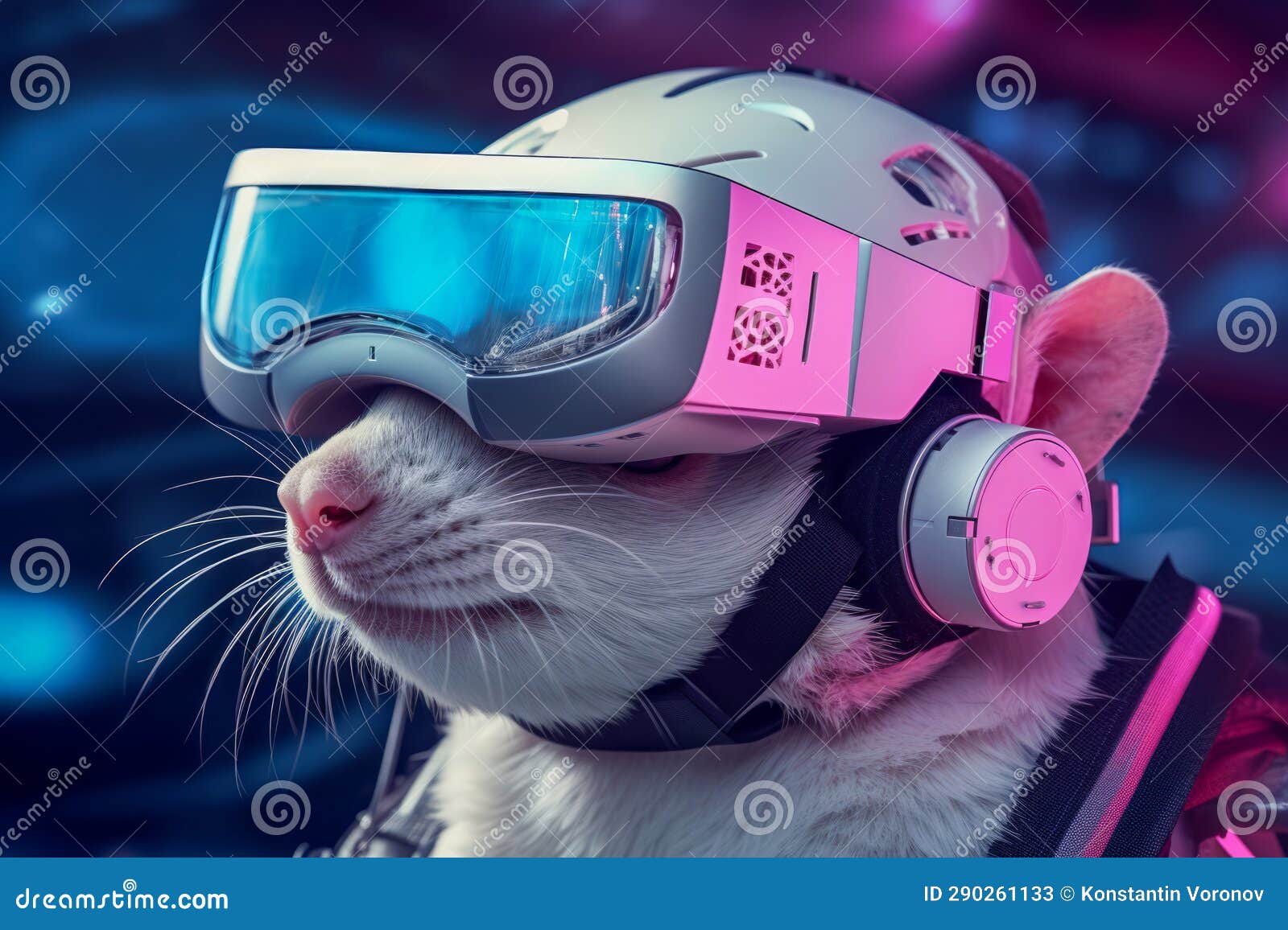A Cute Rat Character in Virtual Reality AR Goggles, Symbolizing a ...