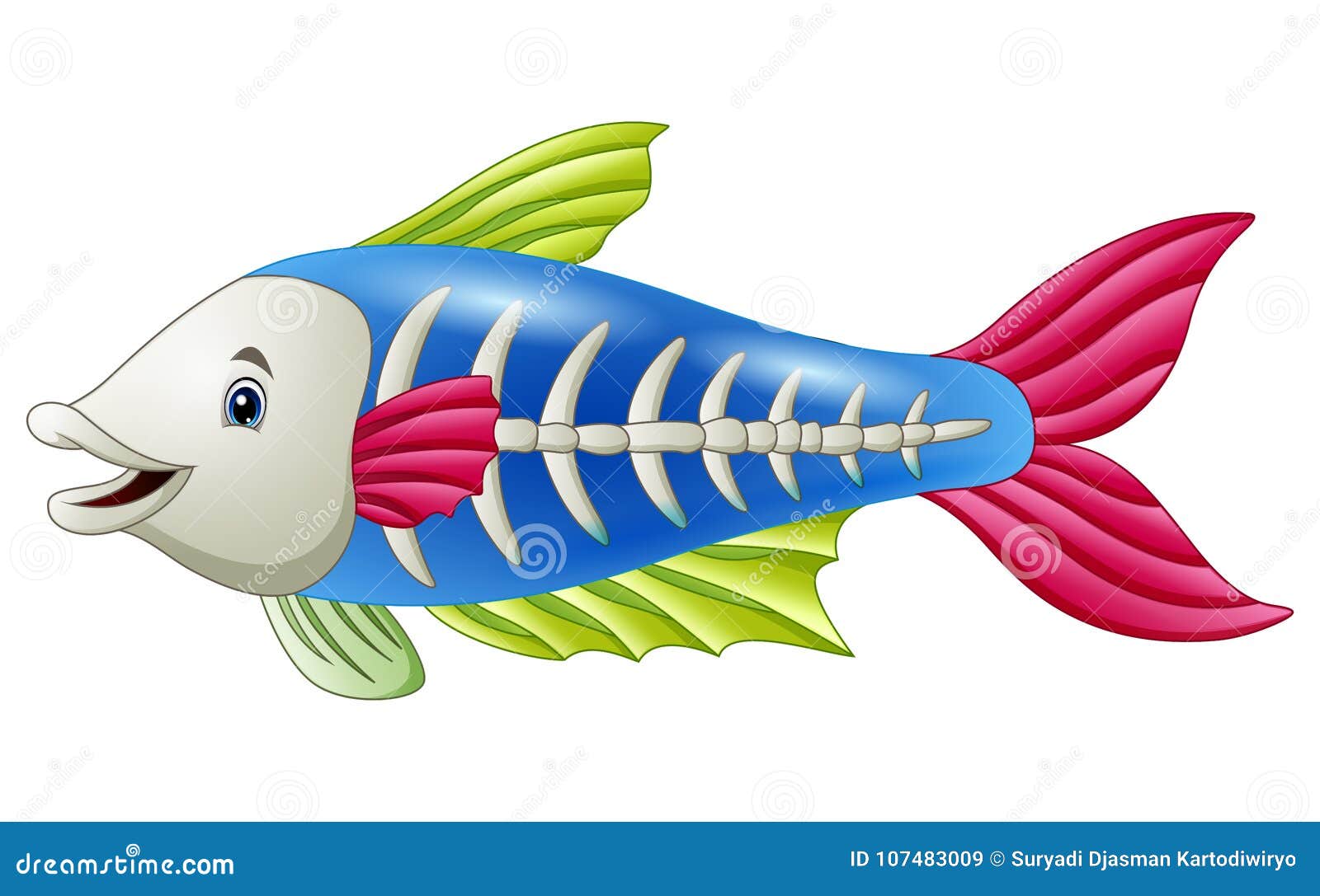 Cute x-ray fish cartoon stock vector. Illustration of swim - 107483009